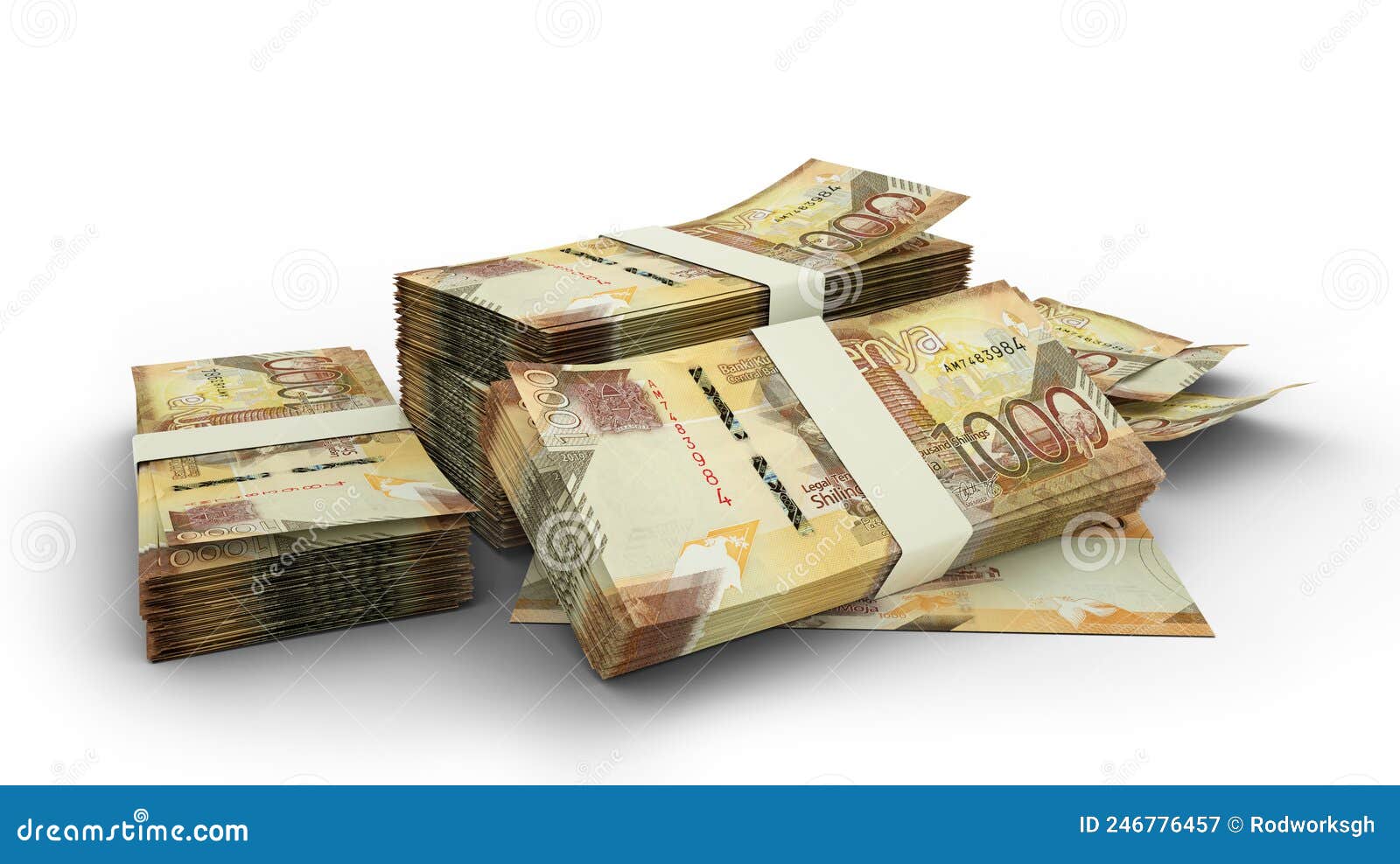 1000 Kenyan Shilling Notes Isolated on White Background Stock ...
