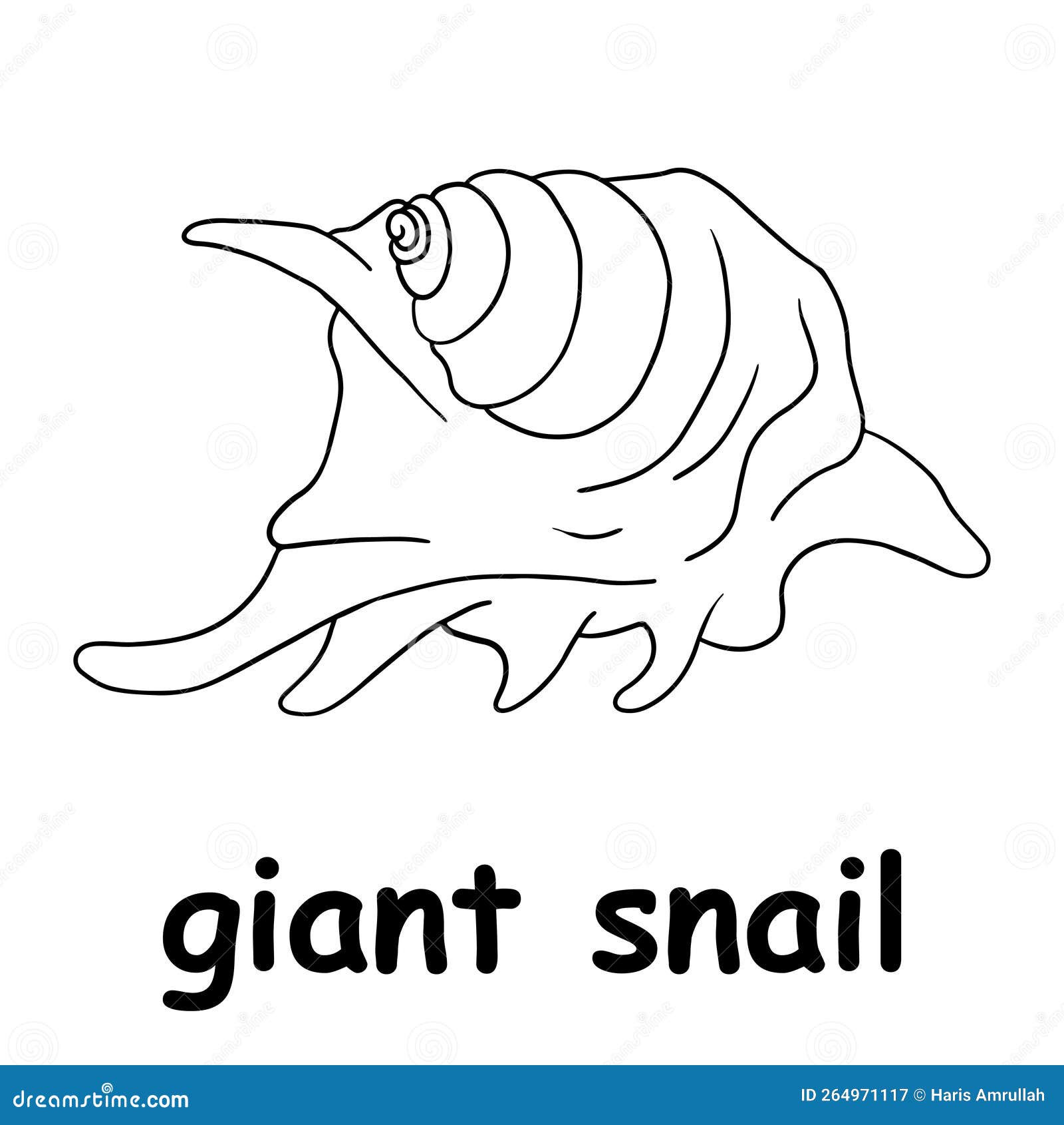 Kids Line Illustration Coloring Giant Snail. Outline Vector for ...