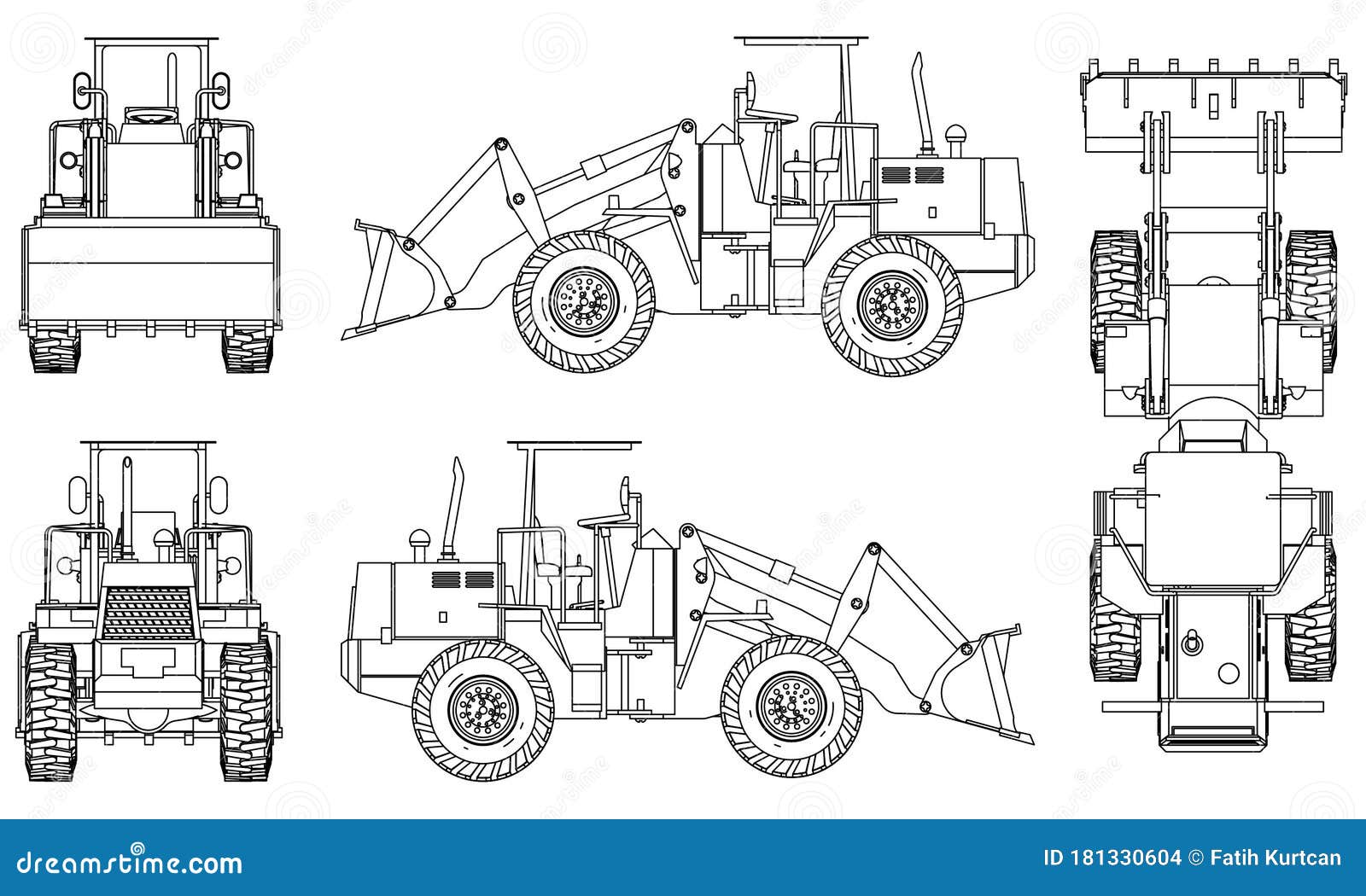 Wheel Loader outline . stock illustration. Illustration of industrial ...
