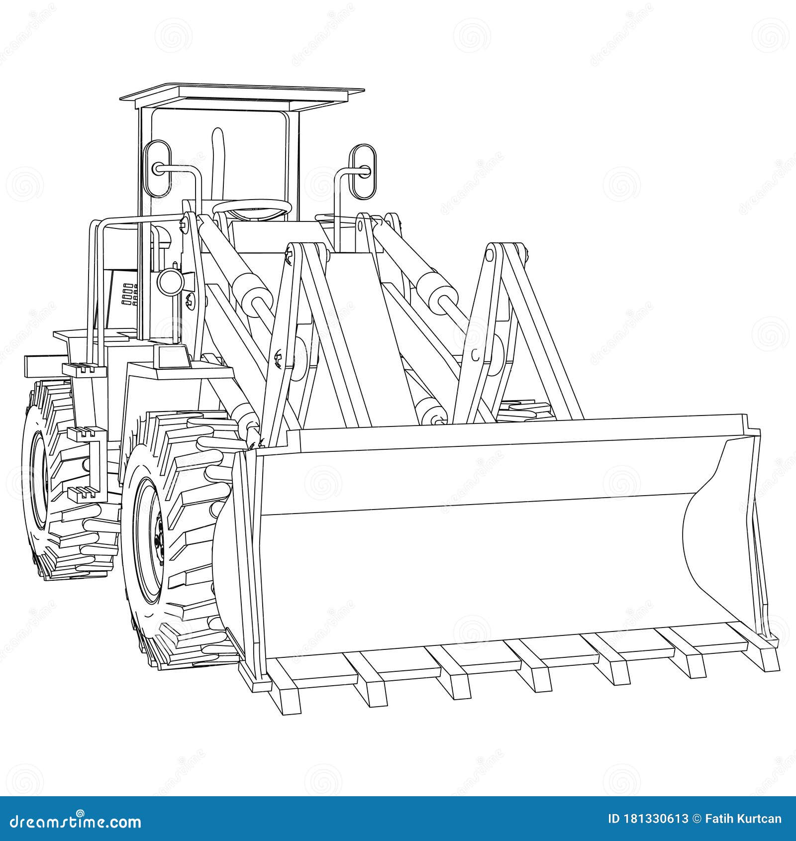 Wheel Loader Outline Vector. Stock Illustration - Illustration of ...