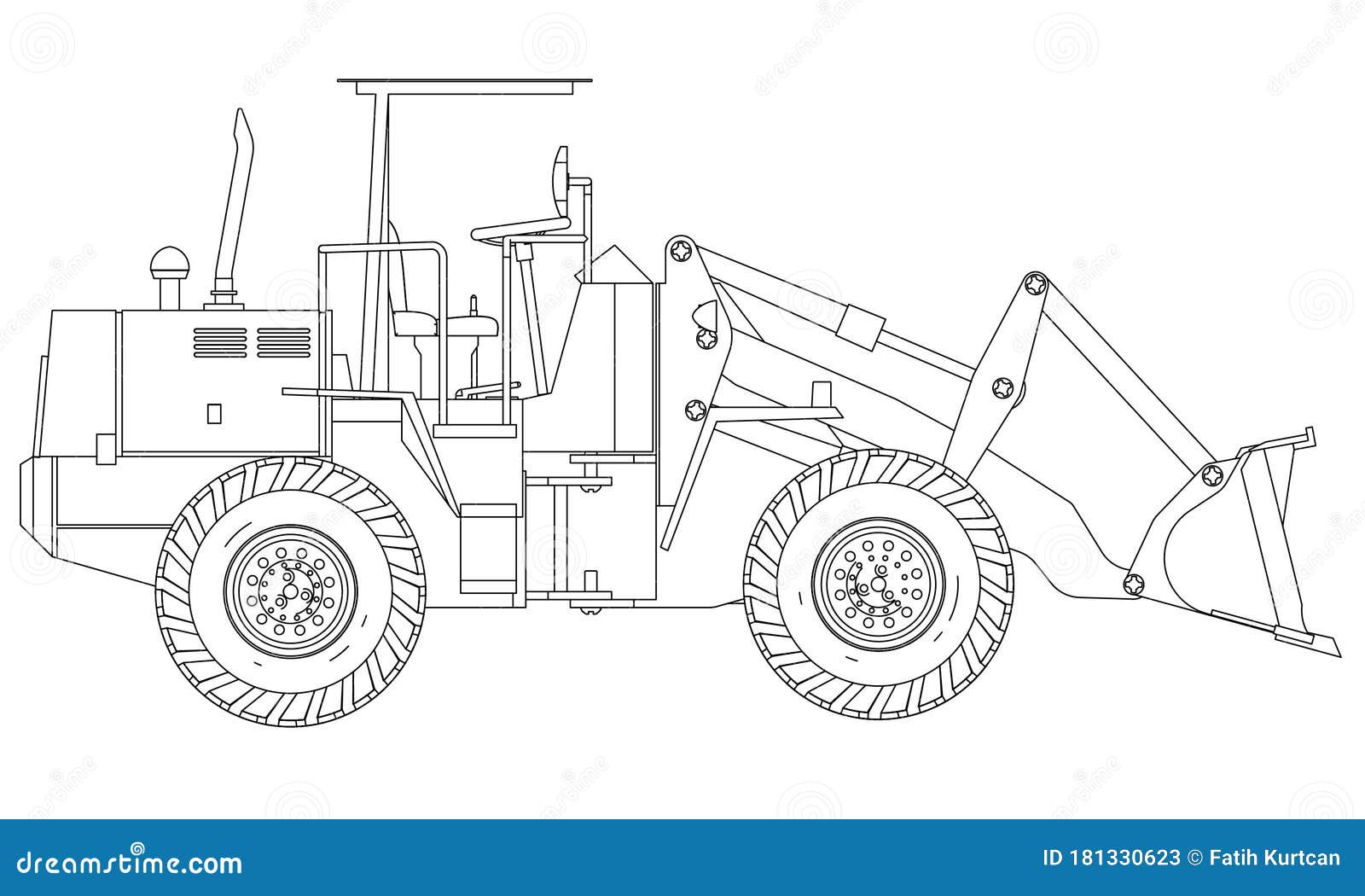 Wheel Loader Outline Vector. Stock Illustration - Illustration of ...