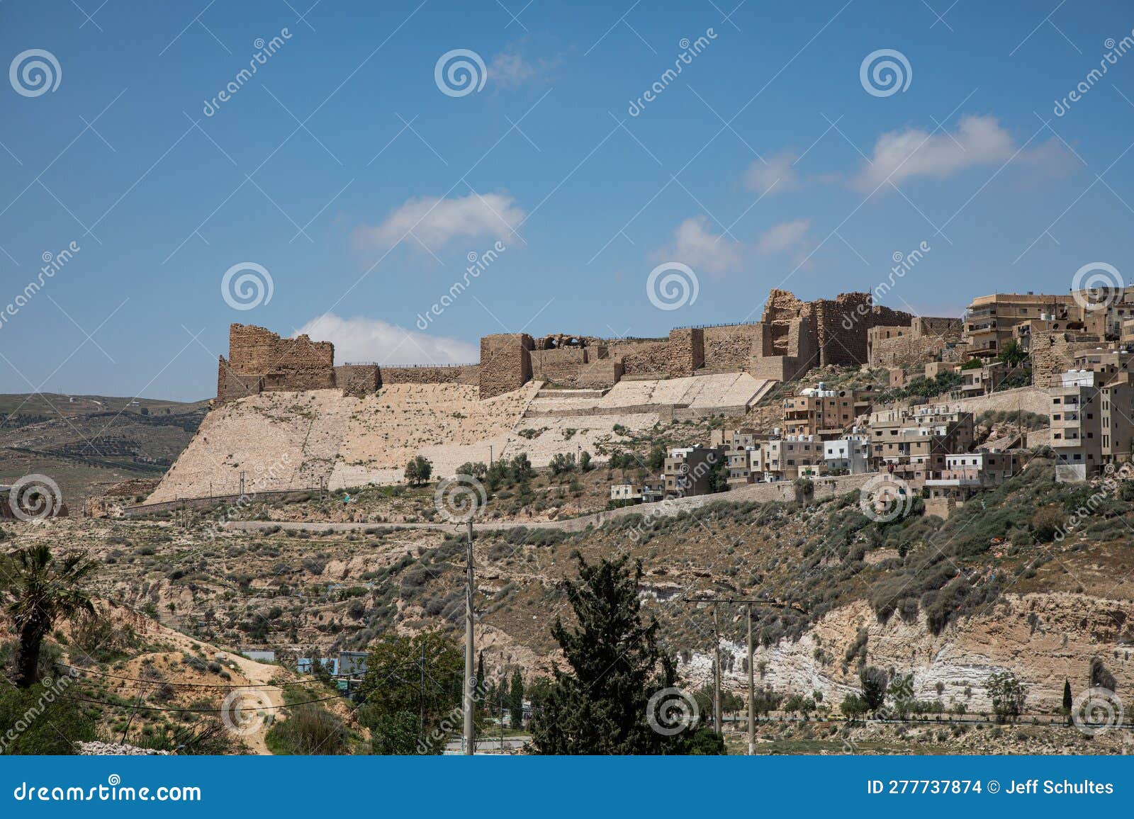 Kerak Castle Ancient Fort In Jordan At Sunset, Arab Stock Image ...