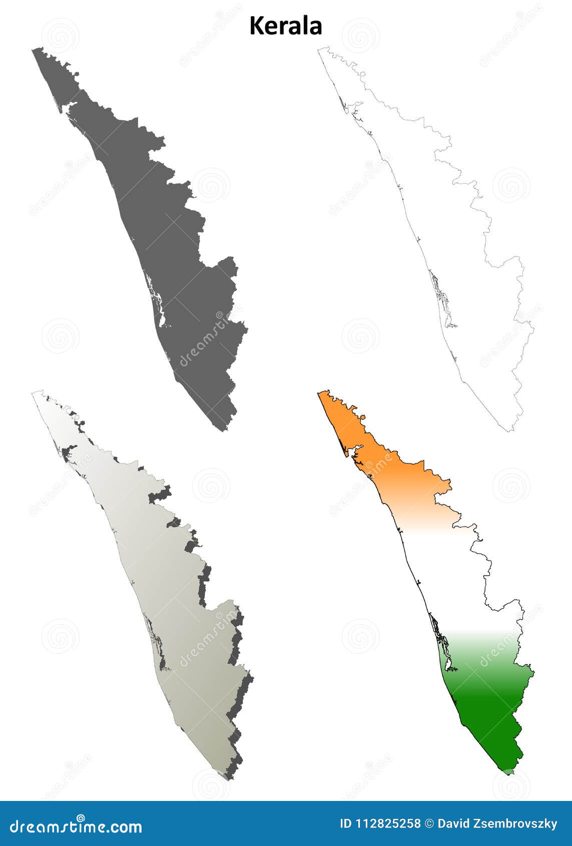 Kerala Blank Detailed Outline Map Set Stock Vector - Illustration of ...