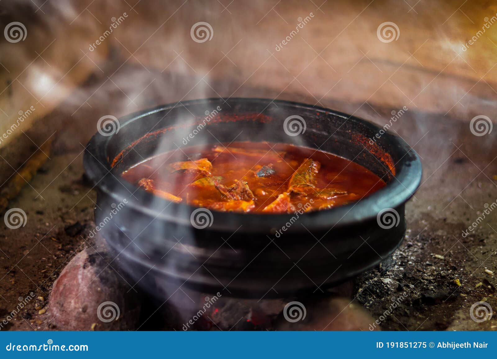 Kerala Fish Curry. Clay Pot Cooking in Kerala. Stock Image - Image of ...