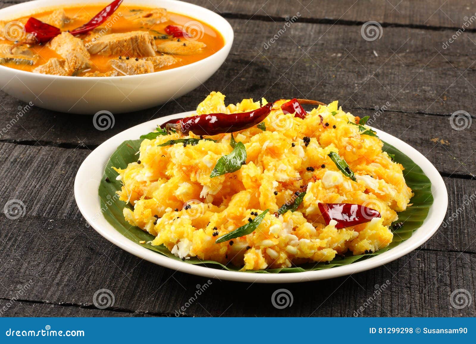 Kerala Food Tapioca Served with Fish Curry, Stock Photo - Image of ...
