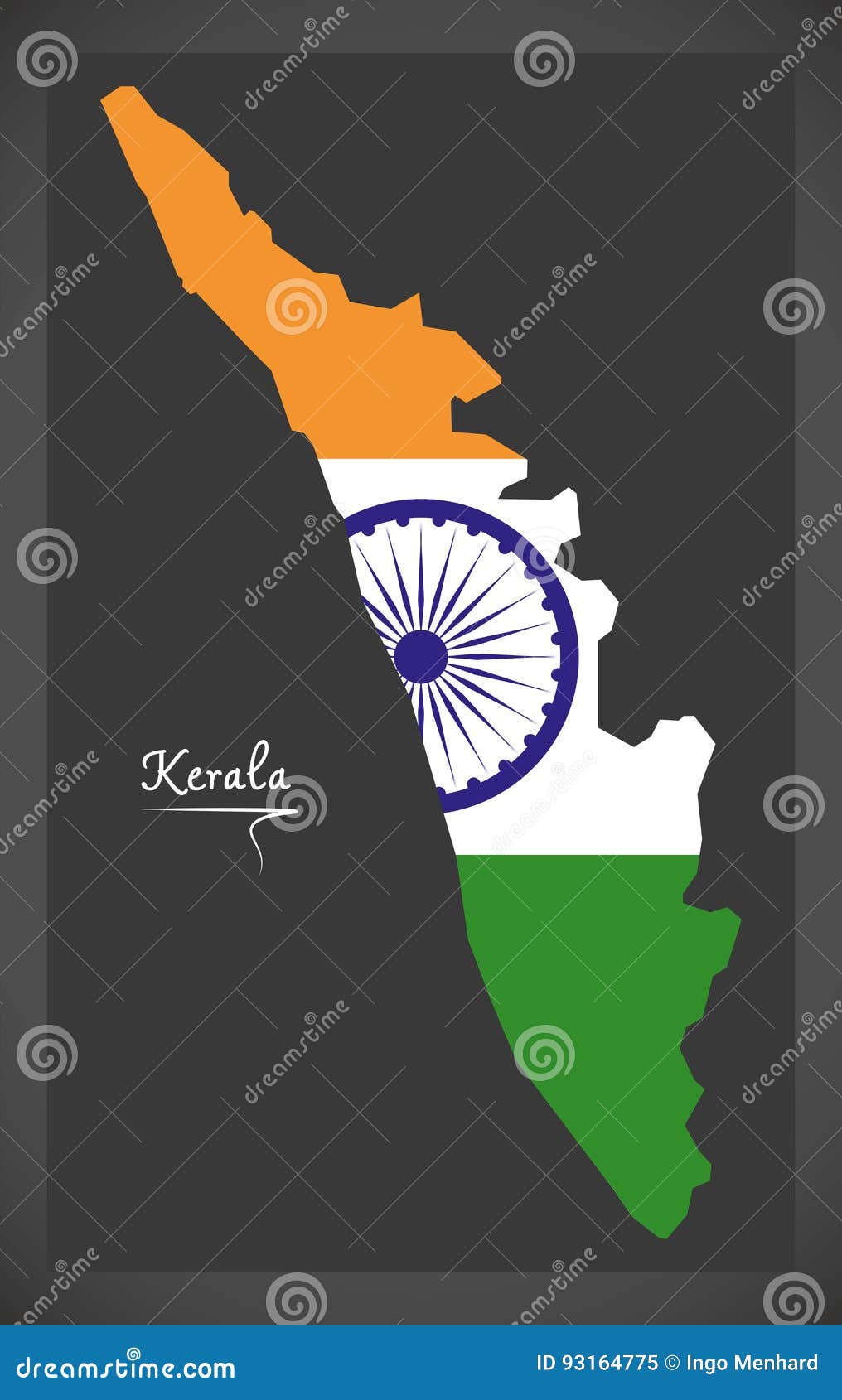 Kerala Map with Indian National Flag Illustration Stock Vector ...