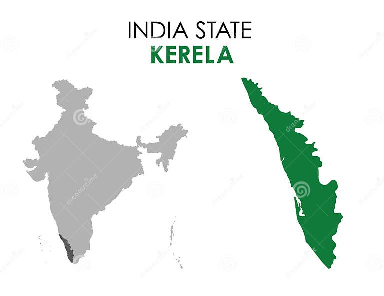 Kerala Map of Indian State. Kerala Map Vector Illustration Stock ...