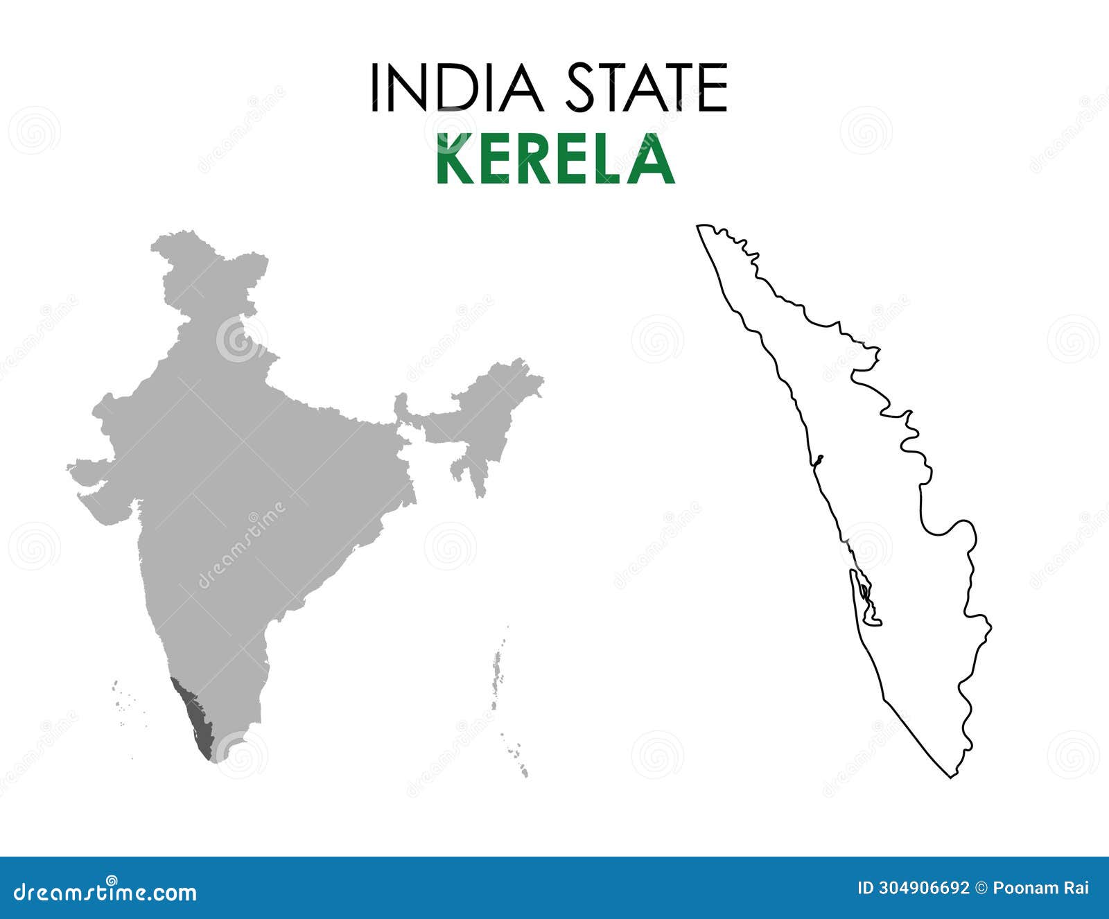 Kerala Map Of Indian State. Kerala Map Vector Illustration. Kerala ...