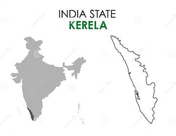 Kerala Map of Indian State. Kerala Map Vector Illustration Stock ...