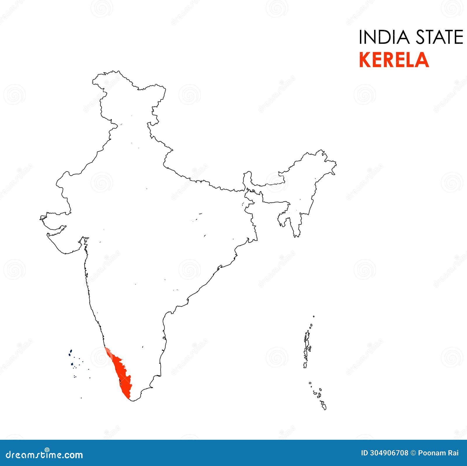 Kerala Map Of Indian State. Kerala Map Vector Illustration. Kerala ...