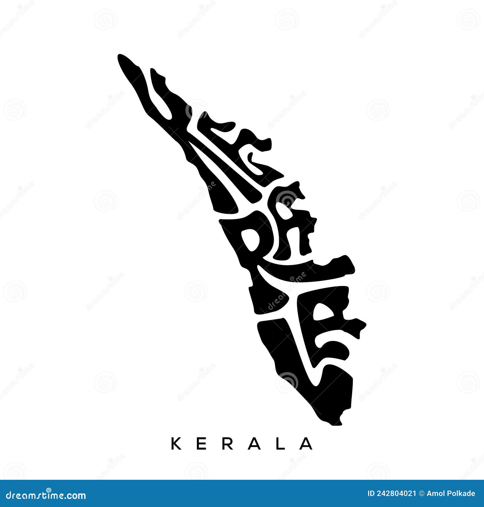 Kerala Map Typography With Malayalam Script. Kerala Map Typography ...