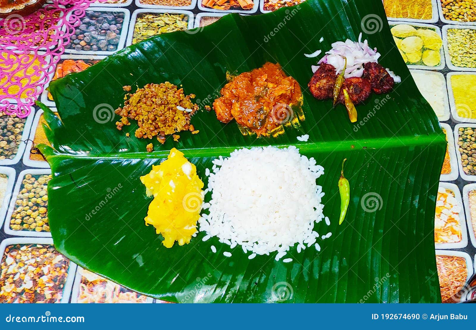 Kerala Style Lunch. Chicken Curry and Fry Stock Photo - Image of ...