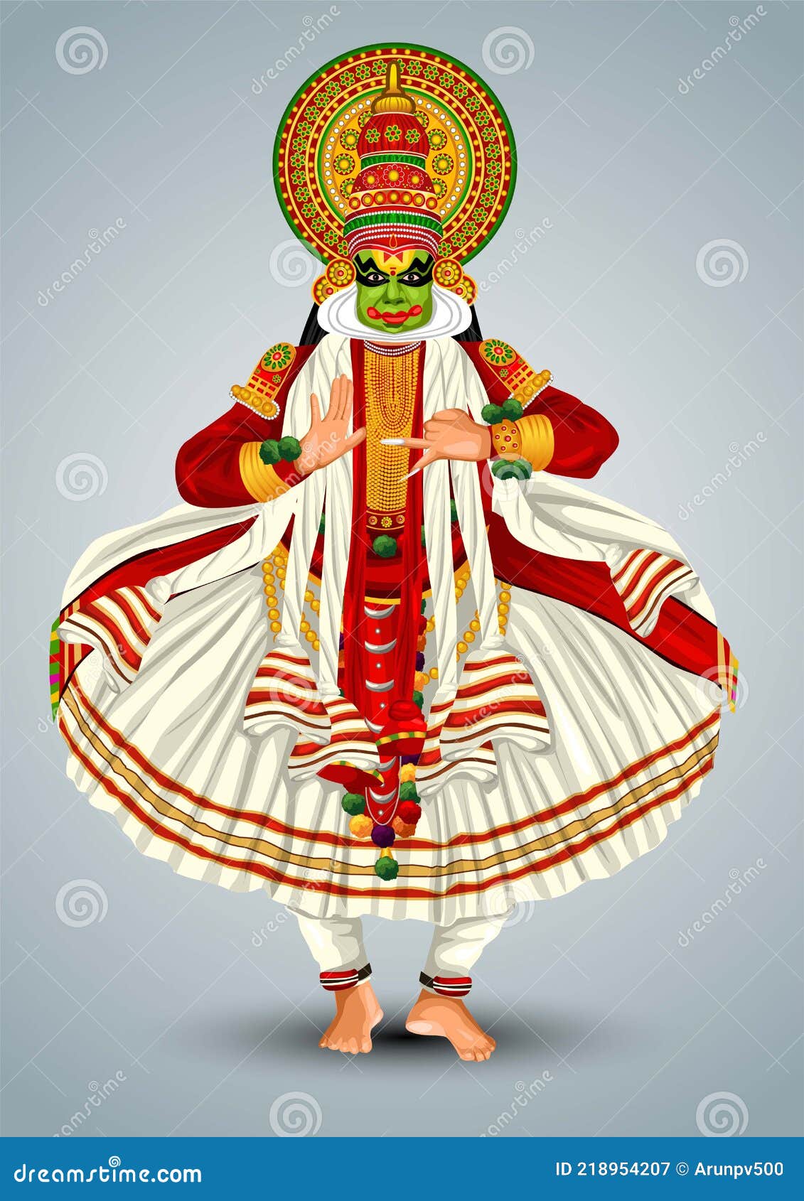 Kerala Traditional Dance Performance Mohiniyattam. Vector Illustration ...