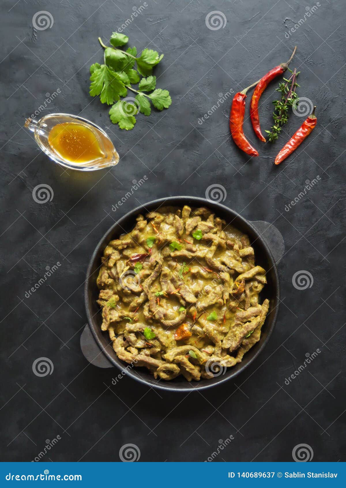 Keralan Chilli Mutton. Indian Spicy Dish with Meat. Stock Image - Image ...