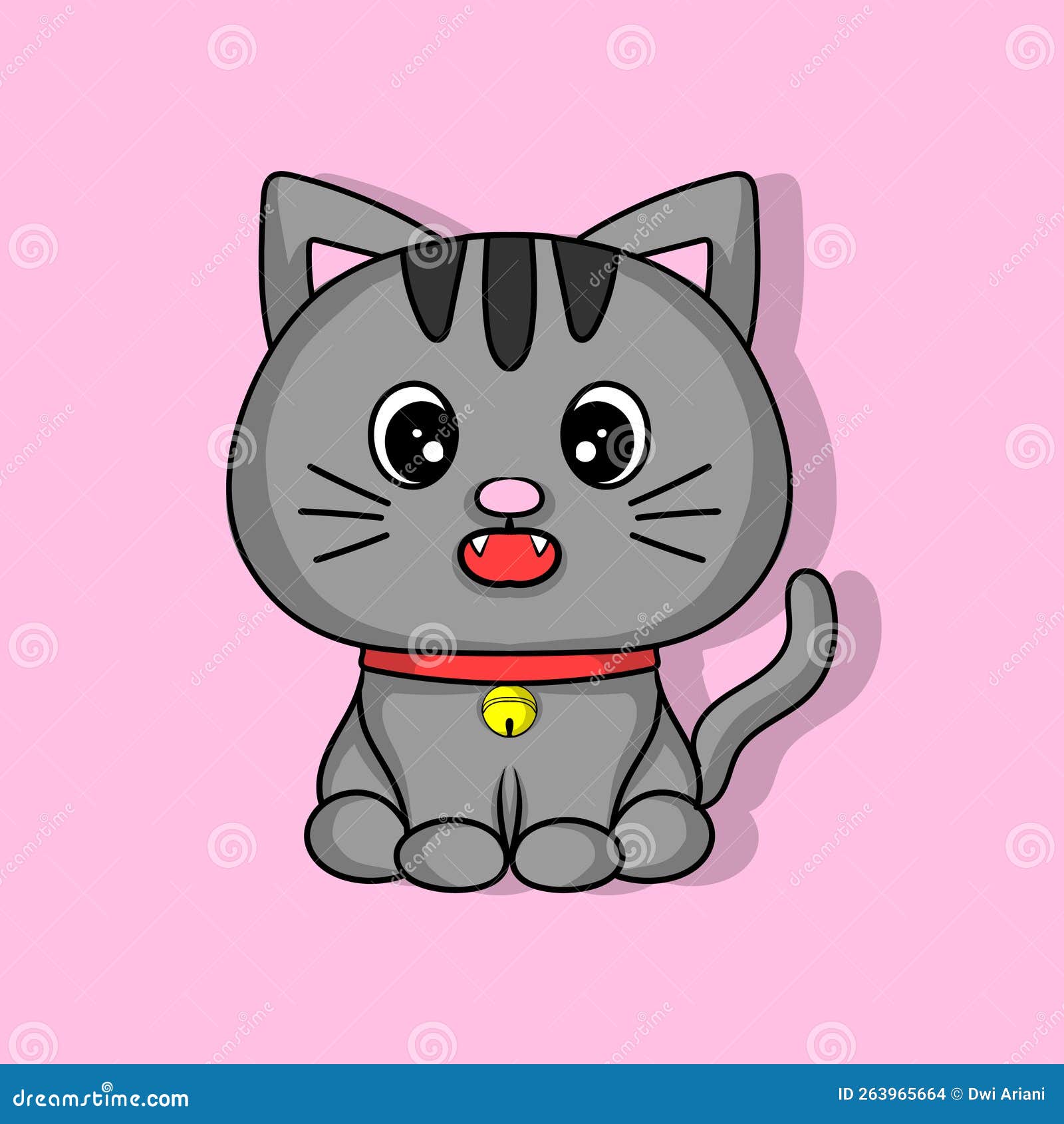 Illlustration Art Cute Cartoon Little Cat Character Stock Vector ...