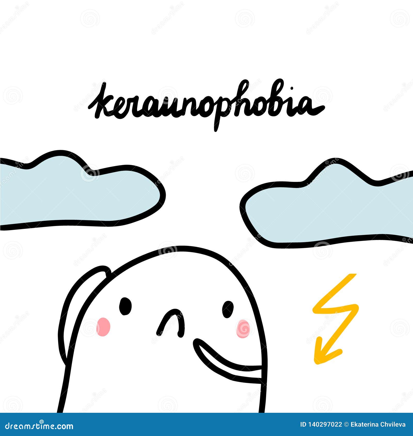 Keraunophobia Hand Drawn Illustration with Cute Marshmallow Stock ...