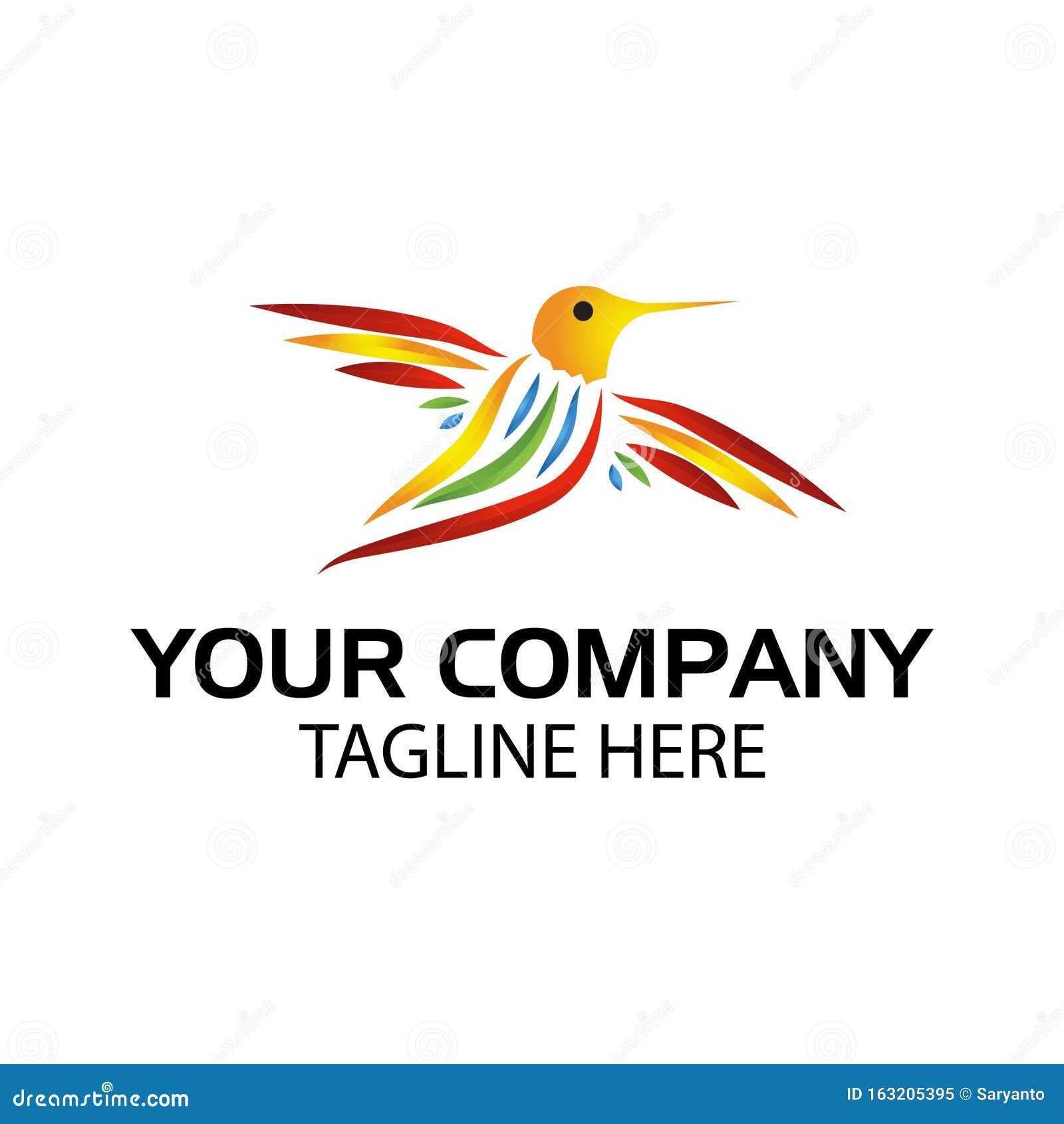 Colorful Hummingbird Logo. Vector Illustration on White Background ...