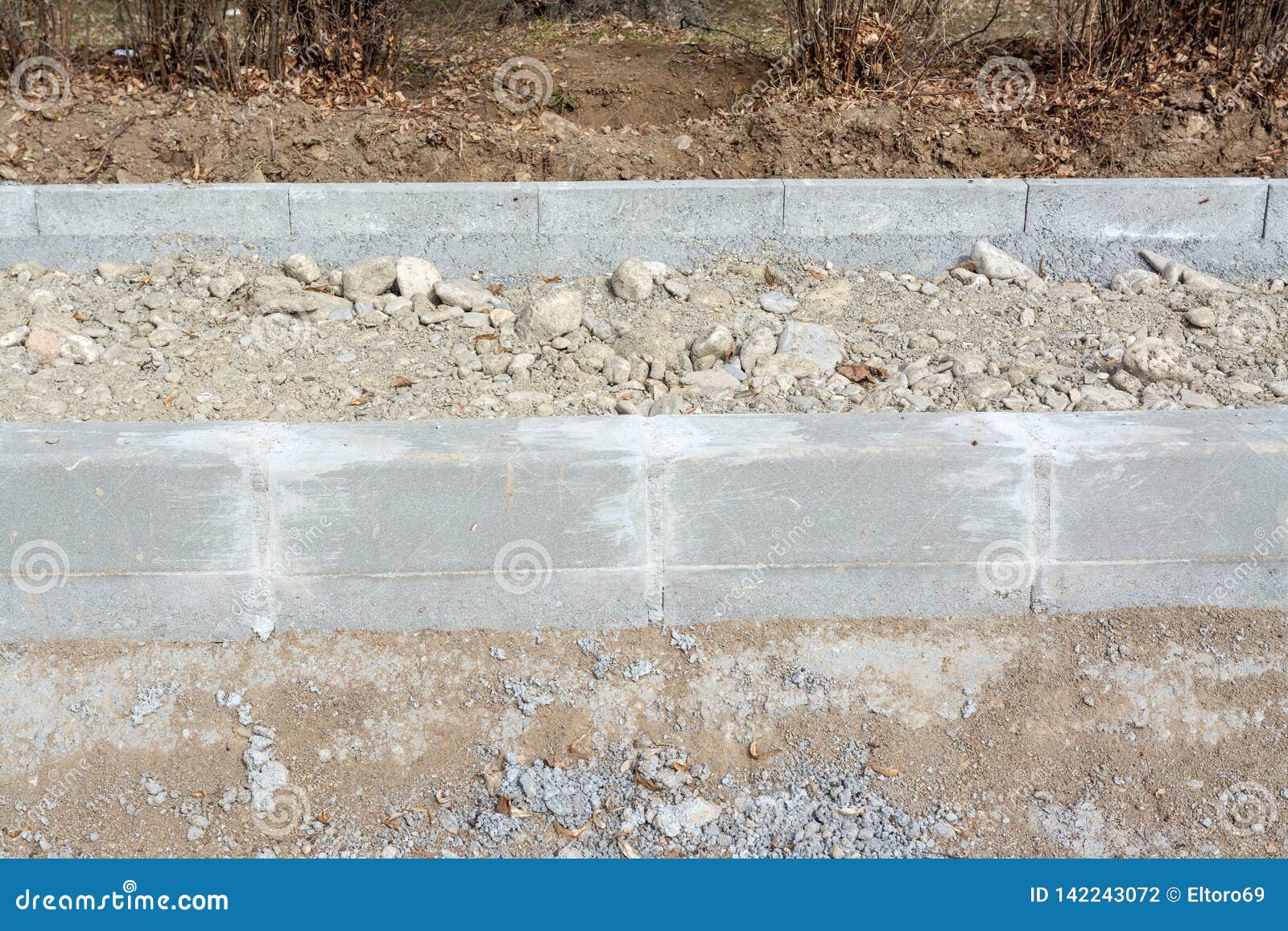 Kerbstone, Sidewalk and Road Construction Stock Photo - Image of ...