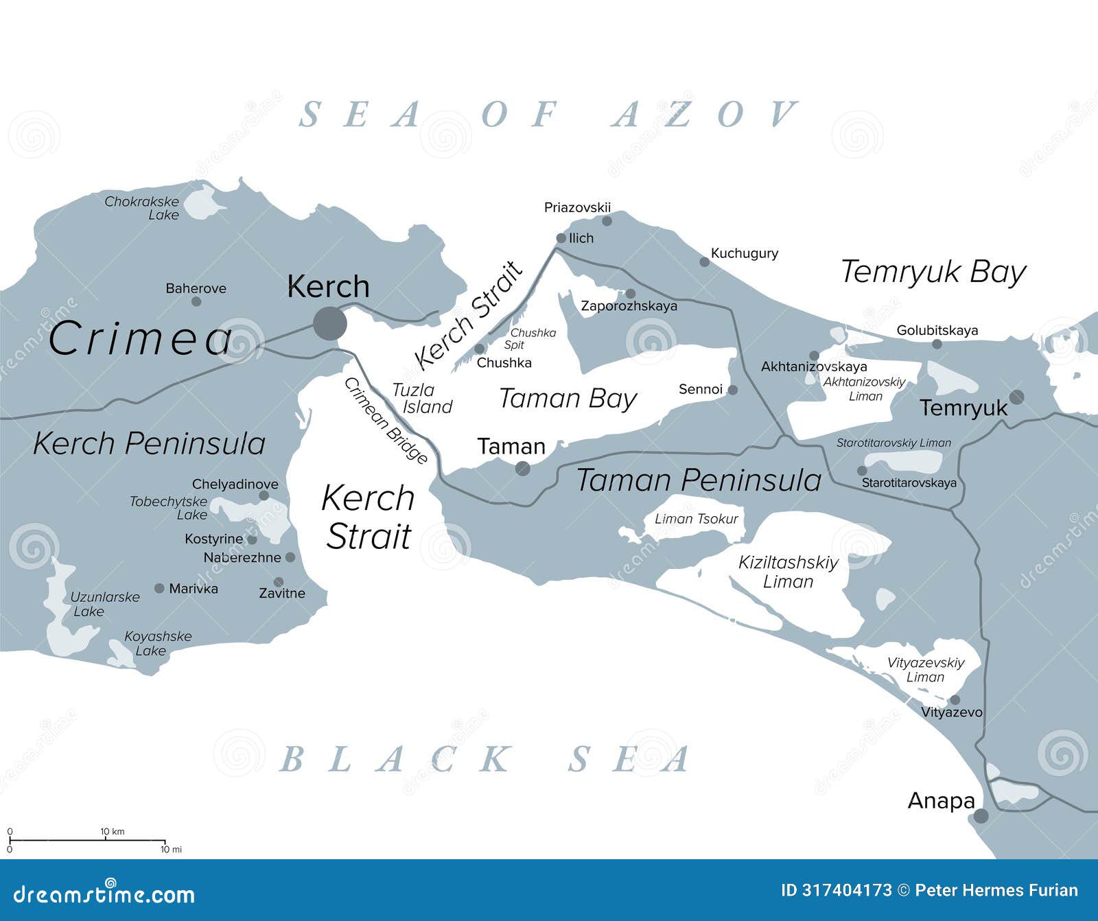 Kerch Strait in Eastern Europe, Connecting Black Sea and Sea of Azov ...