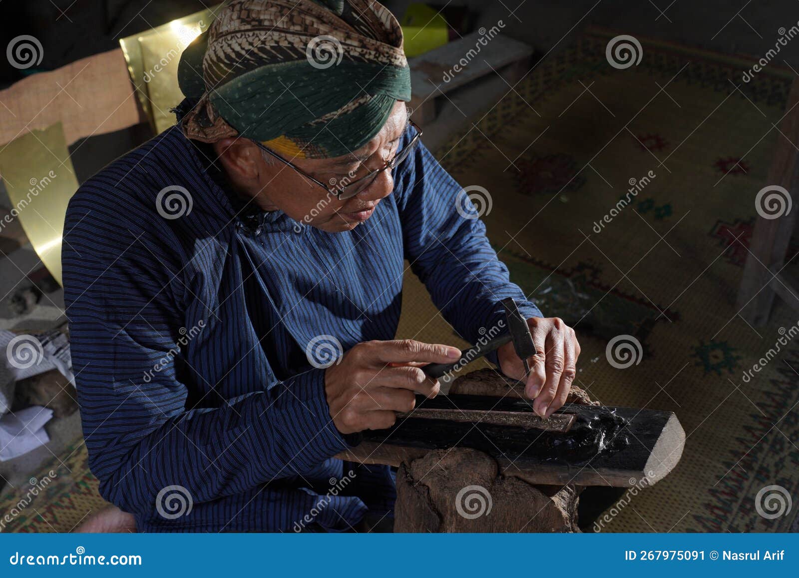 Keris Craftsmen in the Workshop, in the Process of Making Keris ...
