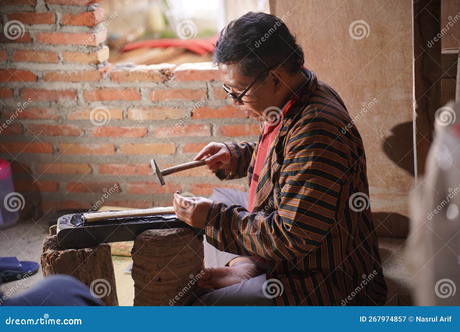 Keris Craftsmen in the Workshop, in the Process of Making Keris ...
