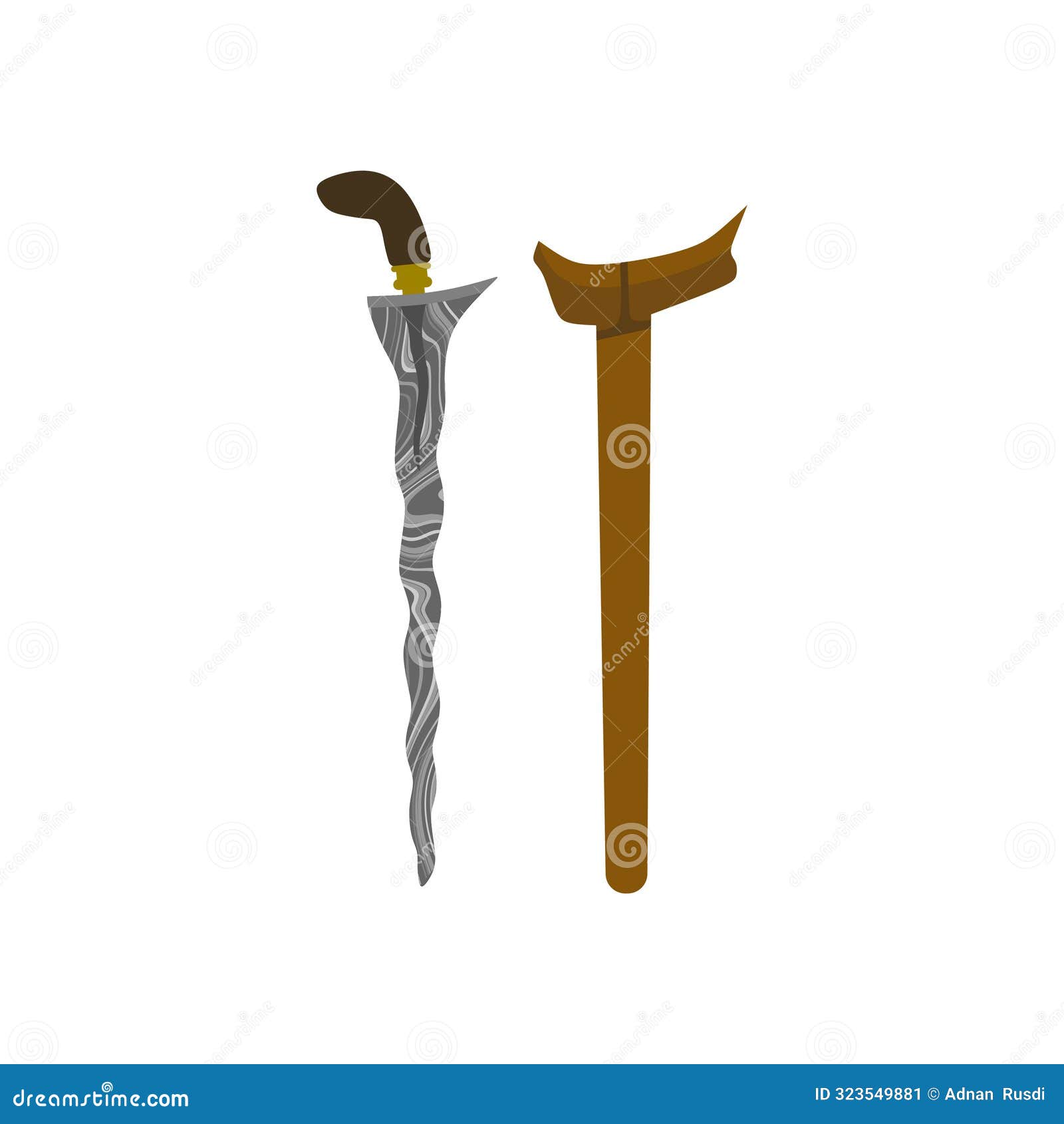 Keris Traditional Weapon from Indonesia in Flat Design Vector ...