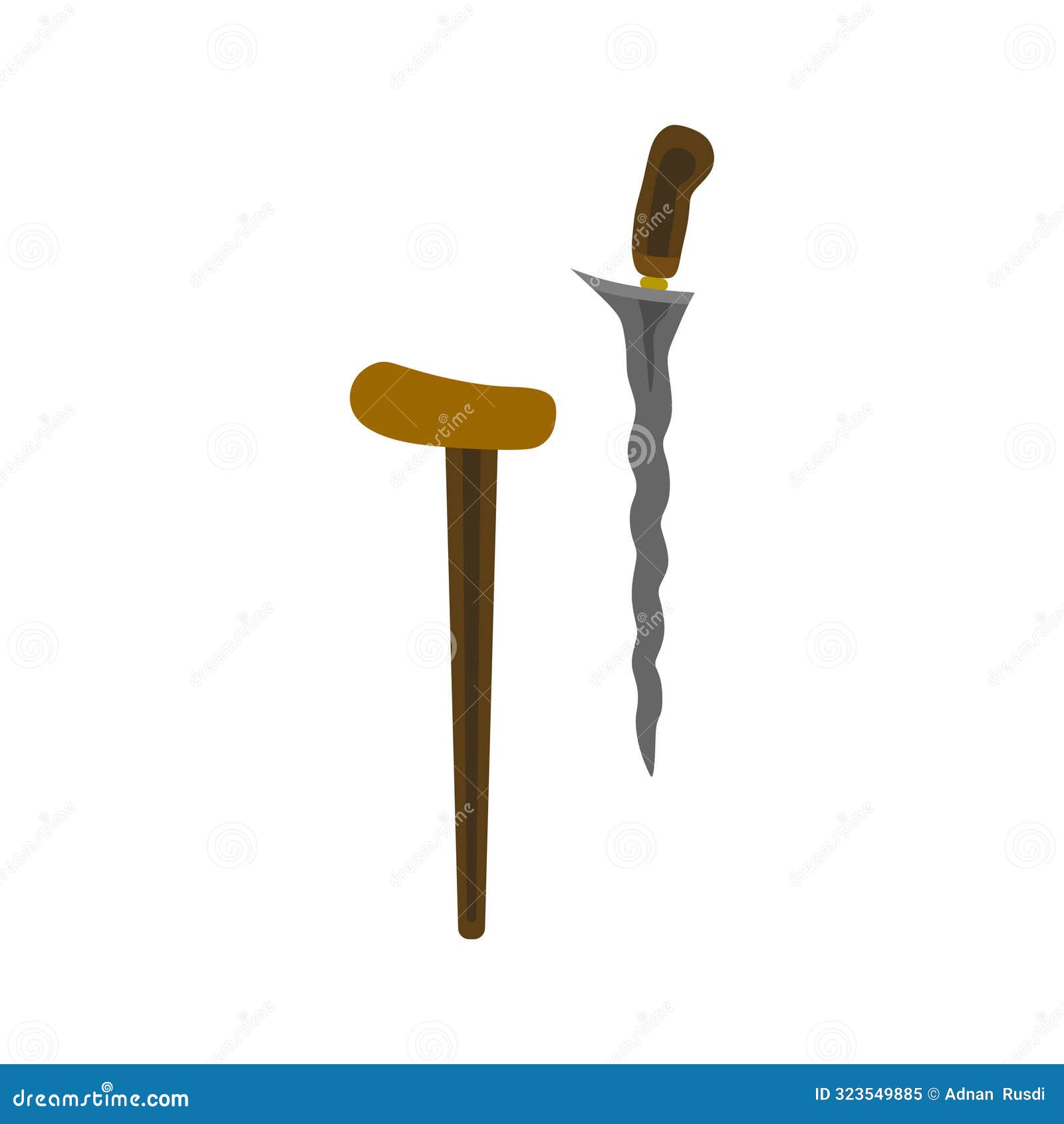 Keris Traditional Weapon from Indonesia in Flat Design Vector ...