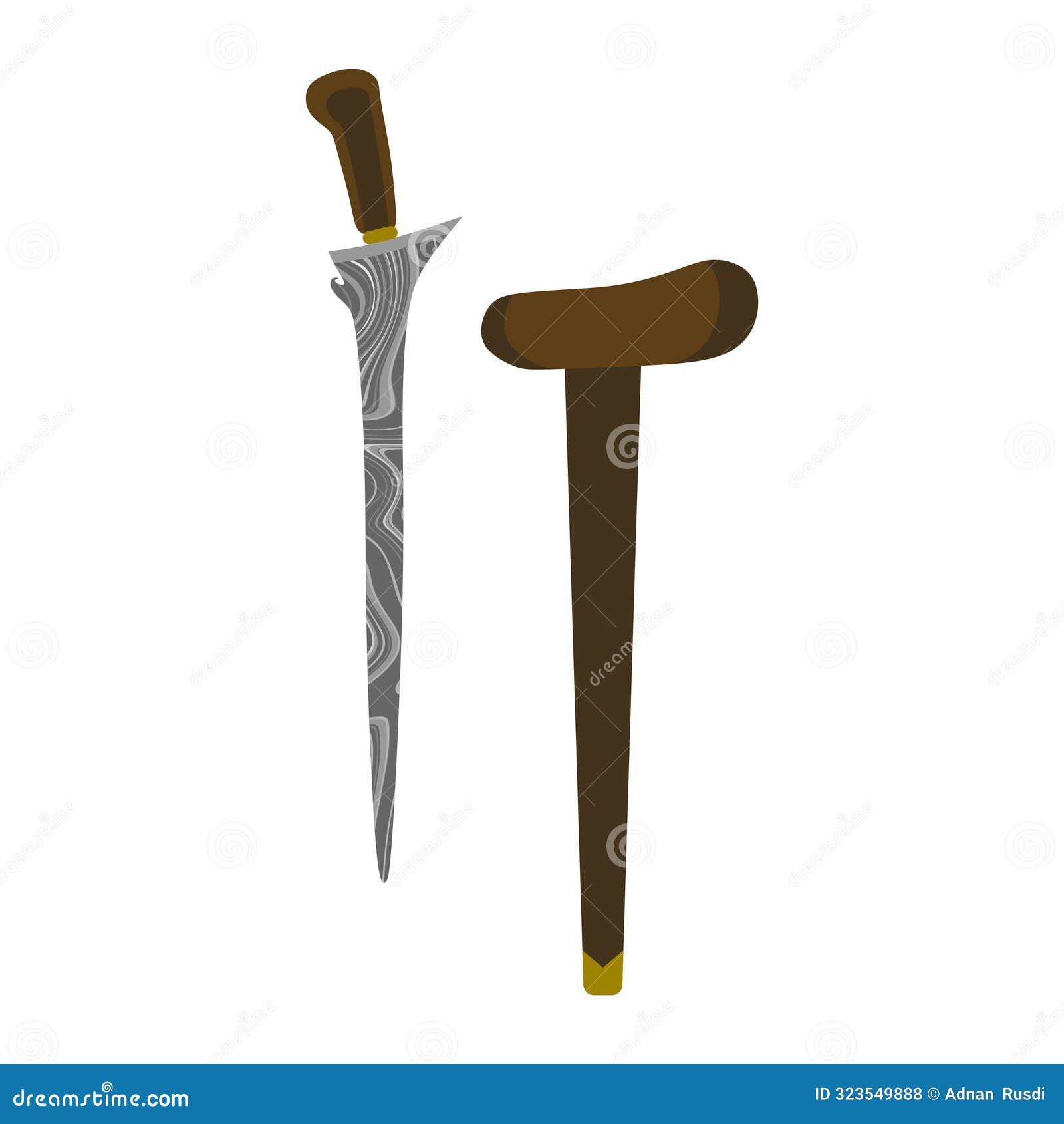Keris Traditional Weapon Indonesia Drawing Illustration Vector ...