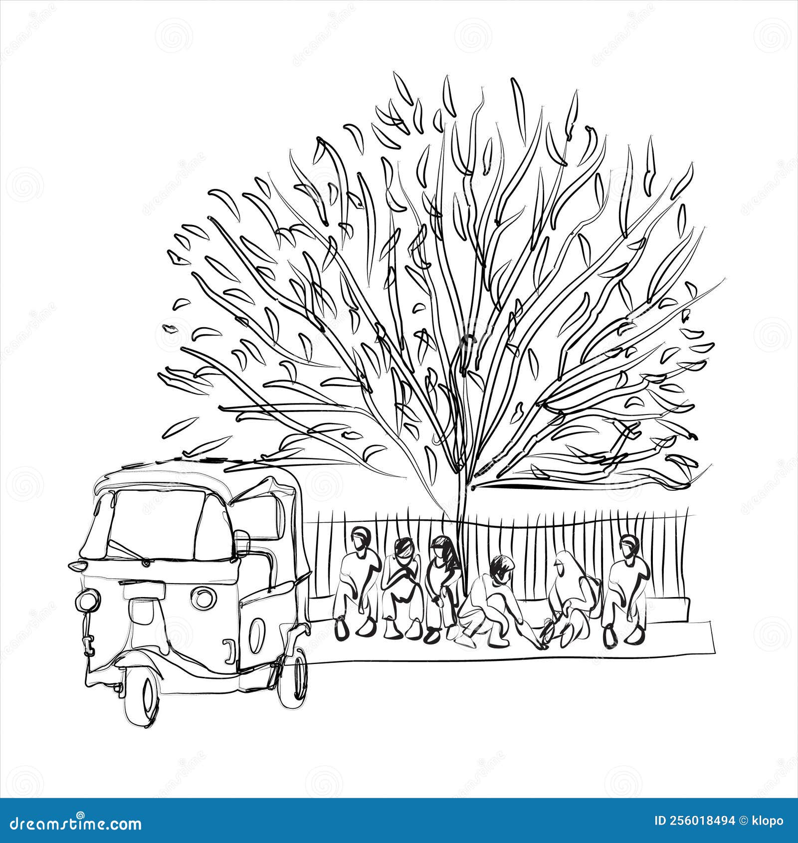 Bajaj Tuk Tuk One Line Art. Minimalist Drawing Of Traditional Bangkok ...