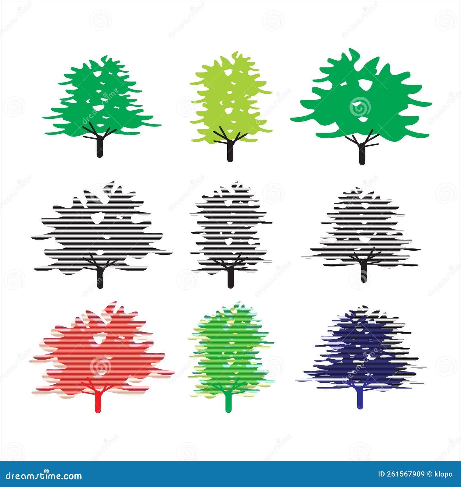 Illustration of a Tree Shape As a Design Element. Symbols and Vector ...