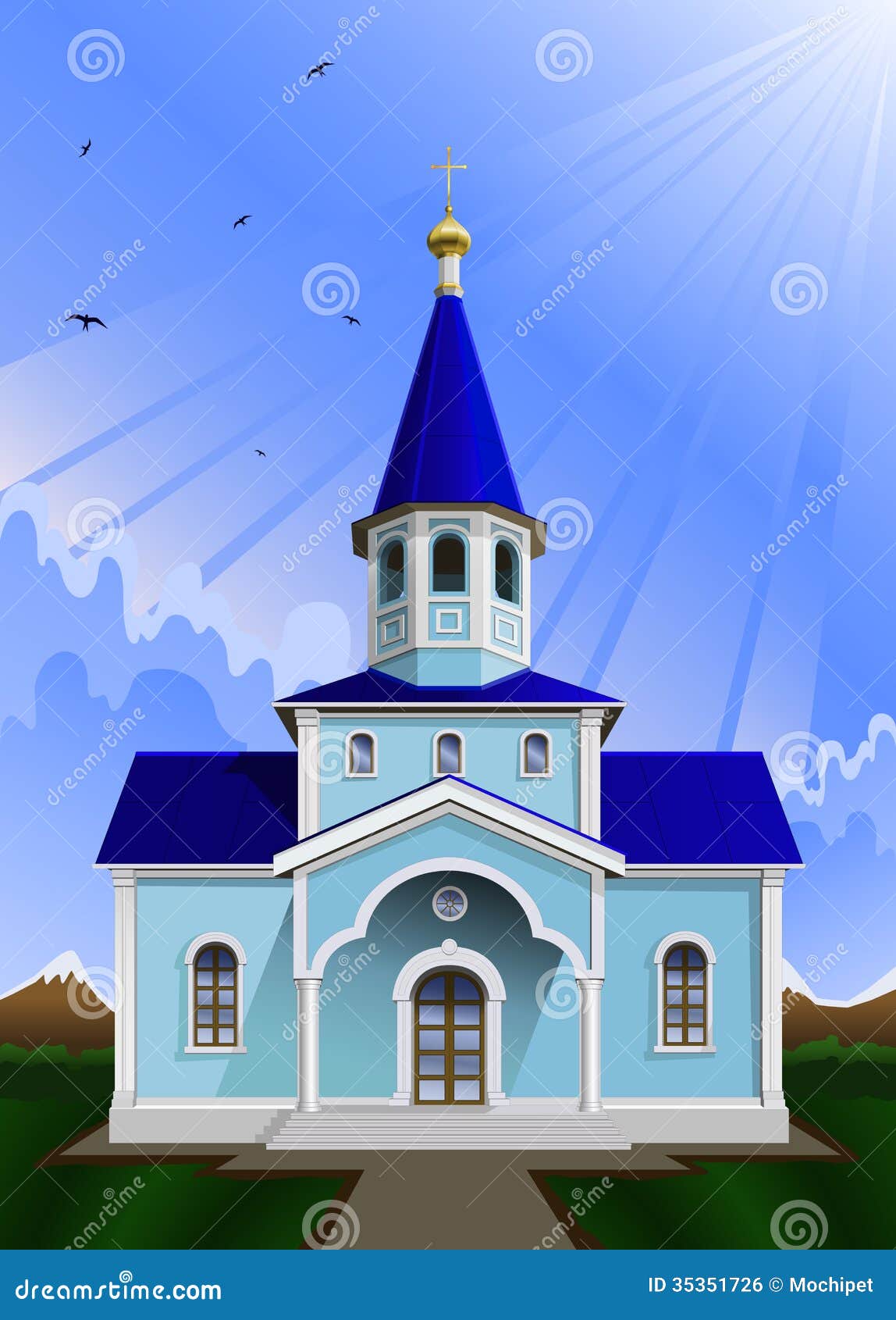 Kerk vector illustratie. Illustration of bidden, kruis - 35351726