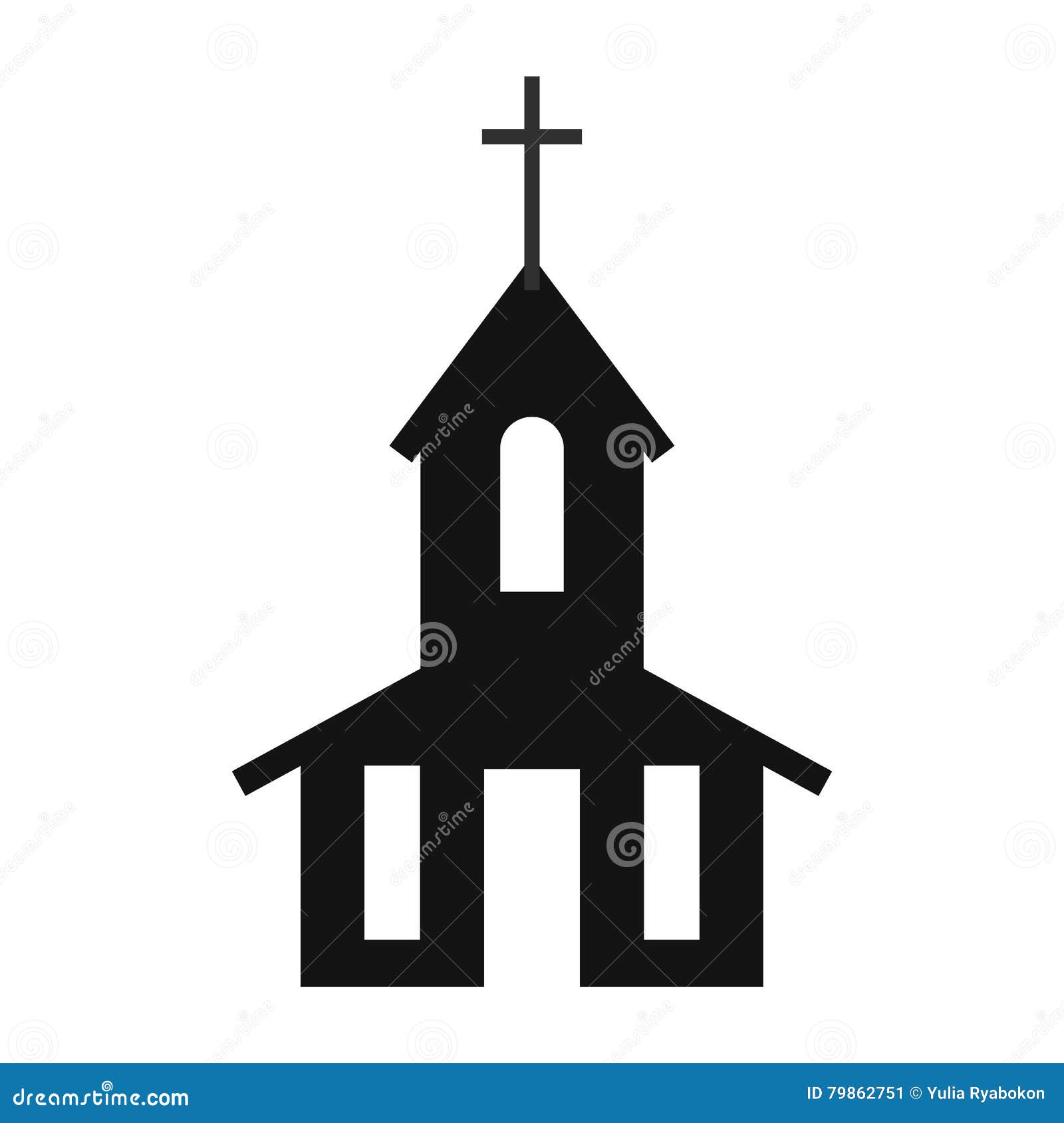 Kerk eenvoudig pictogram vector illustratie. Illustration of deur ...