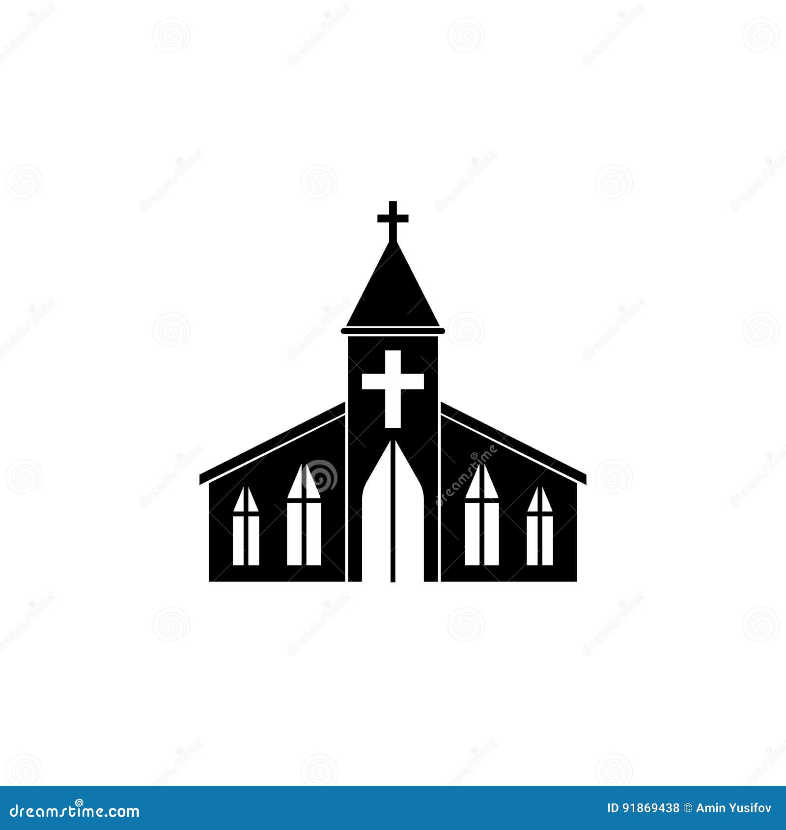 Kerk Stevig Pictogram, Godsdienst De Bouwelementen Vector Illustratie ...