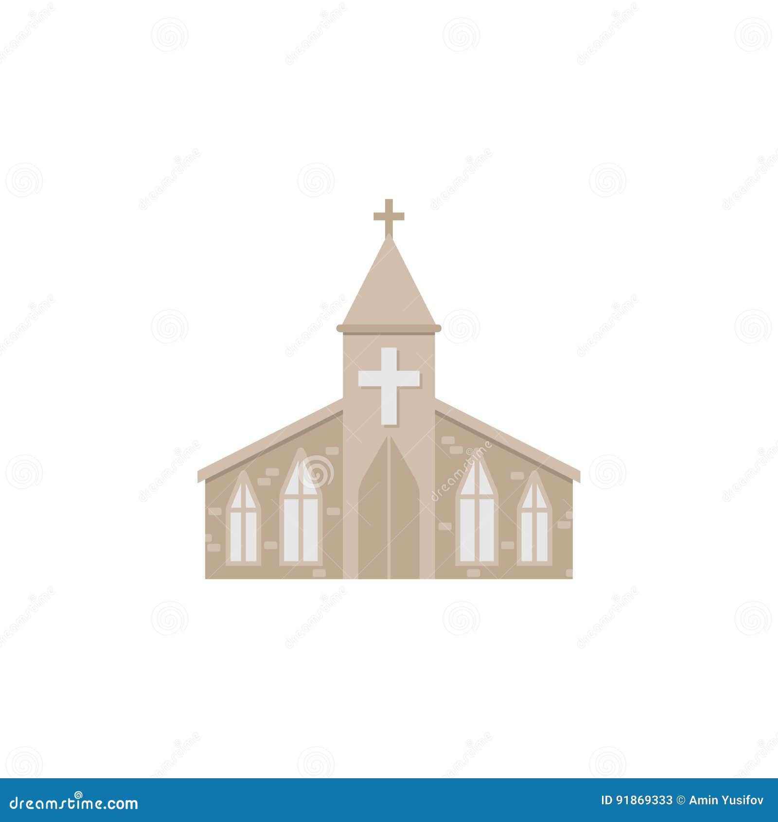 Kerk Vlak Pictogram, Godsdienst De Bouwelementen Vector Illustratie ...