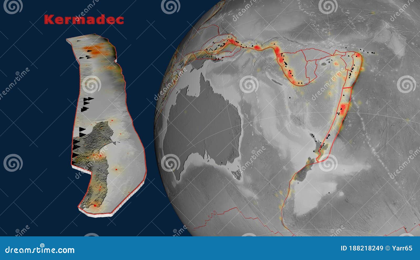 Kermadec Plate Described and Presented - Grayscale Stock Illustration ...