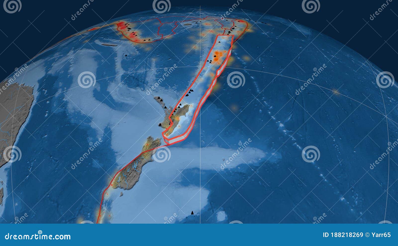 Kermadec Plate Extruded - Topo and Bathy Stock Illustration ...