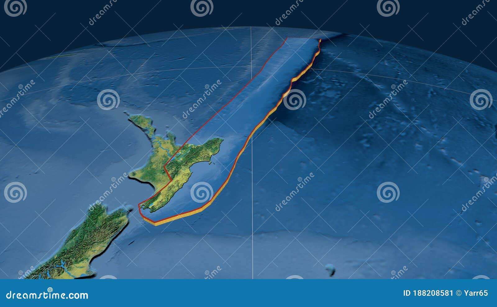 Kermadec Plate Extruded - Topographic Stock Illustration - Illustration ...