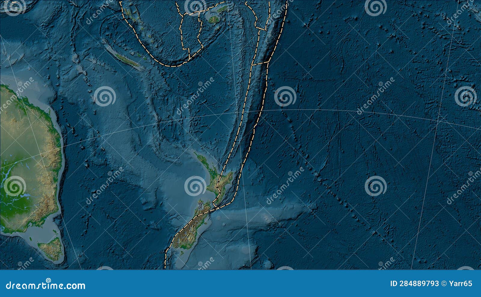 Kermadec Plate - Boundaries. Physical Map Stock Illustration ...