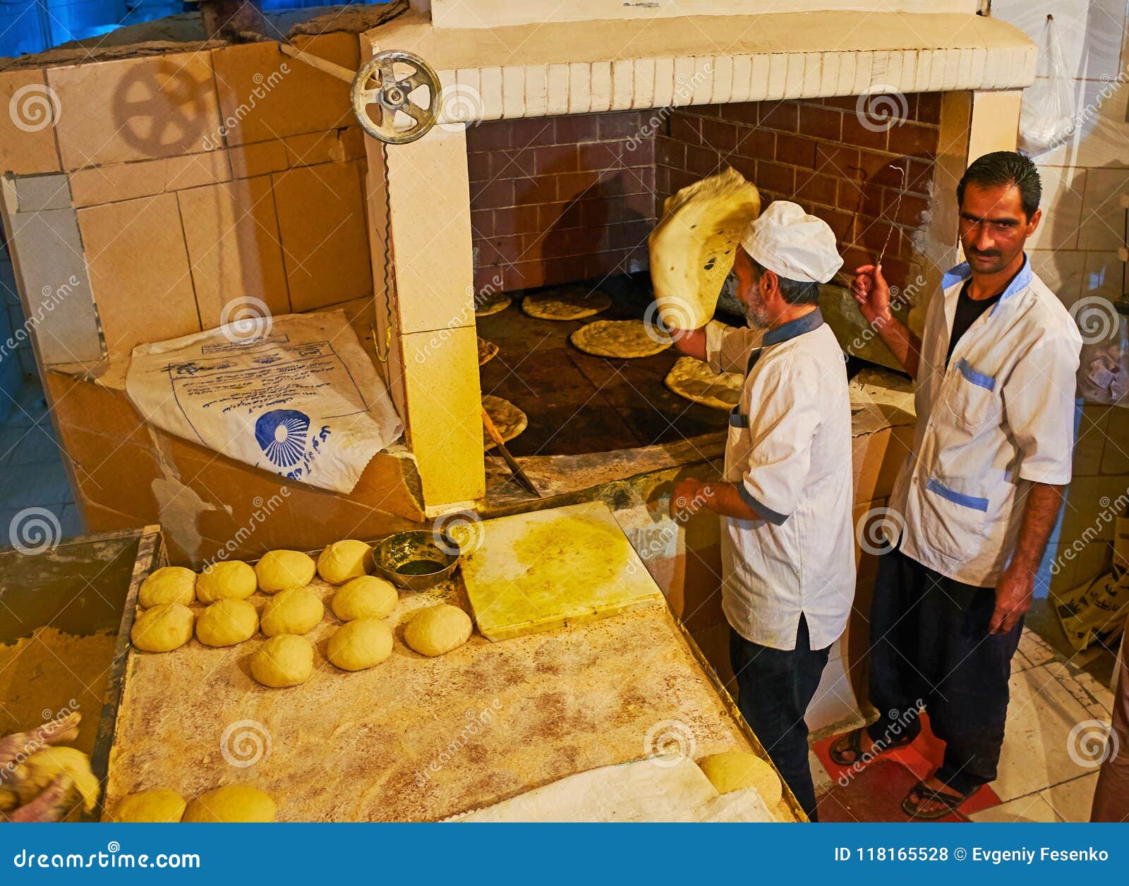 Iranian bakers, Kerman editorial stock photo. Image of flat - 118165528