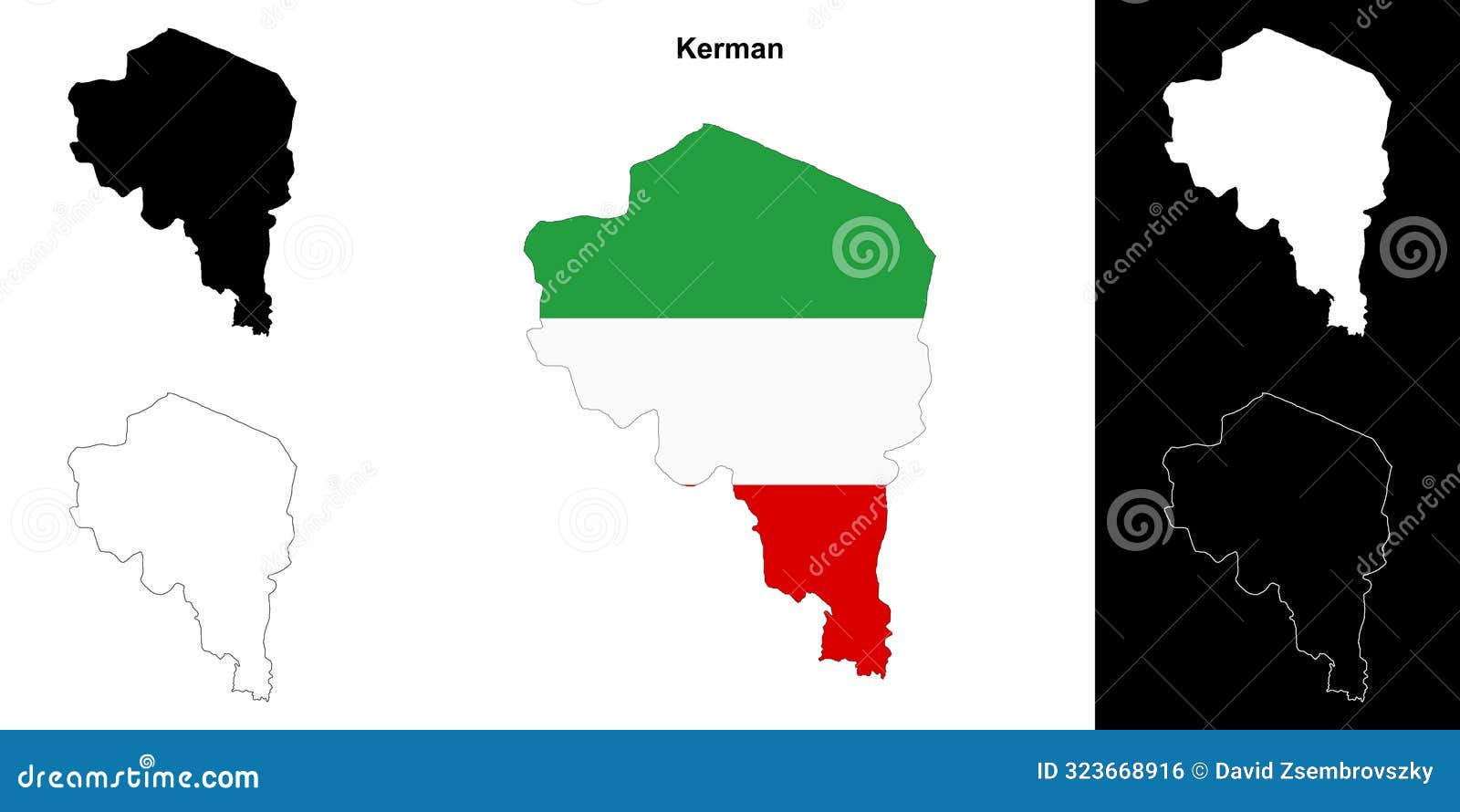 Kerman outline map stock vector. Illustration of persian - 323668916