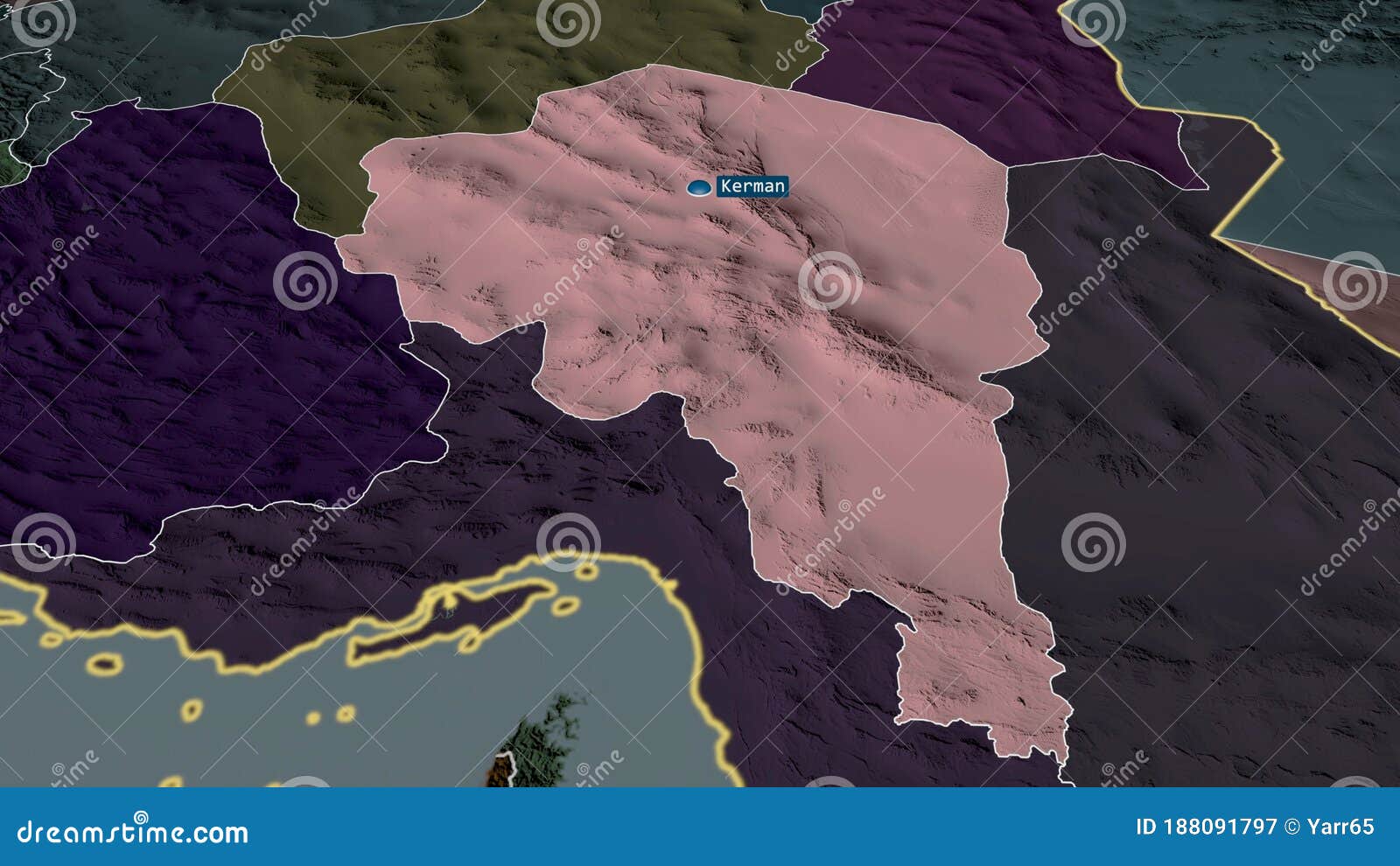 Kerman, Iran - Highlighted with Capital. Administrative Stock ...