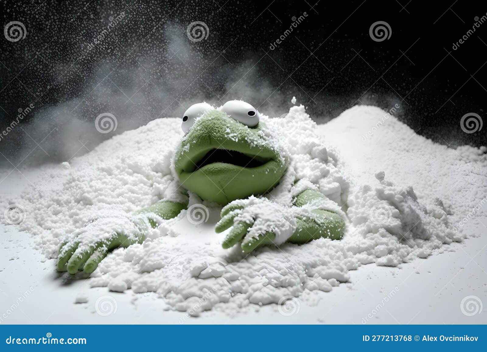 Kermit the Frog in a White Powder Pile. Creative Design for Posters and ...