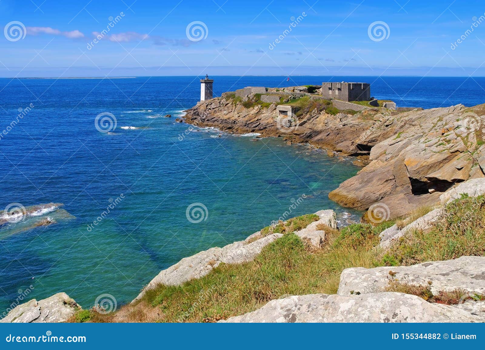 Kermorvan Lighthouse, Le Conquet, Bretagne, France Royalty-Free Stock ...