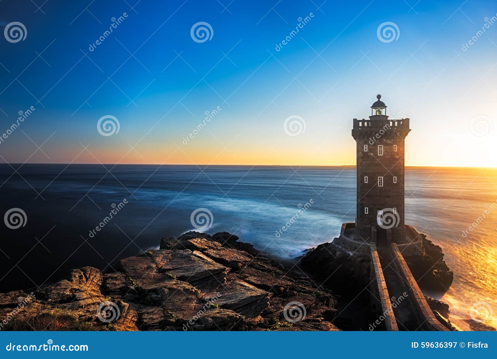 Kermorvan Lighthouse before Sunset in Brittany, France Stock Image ...