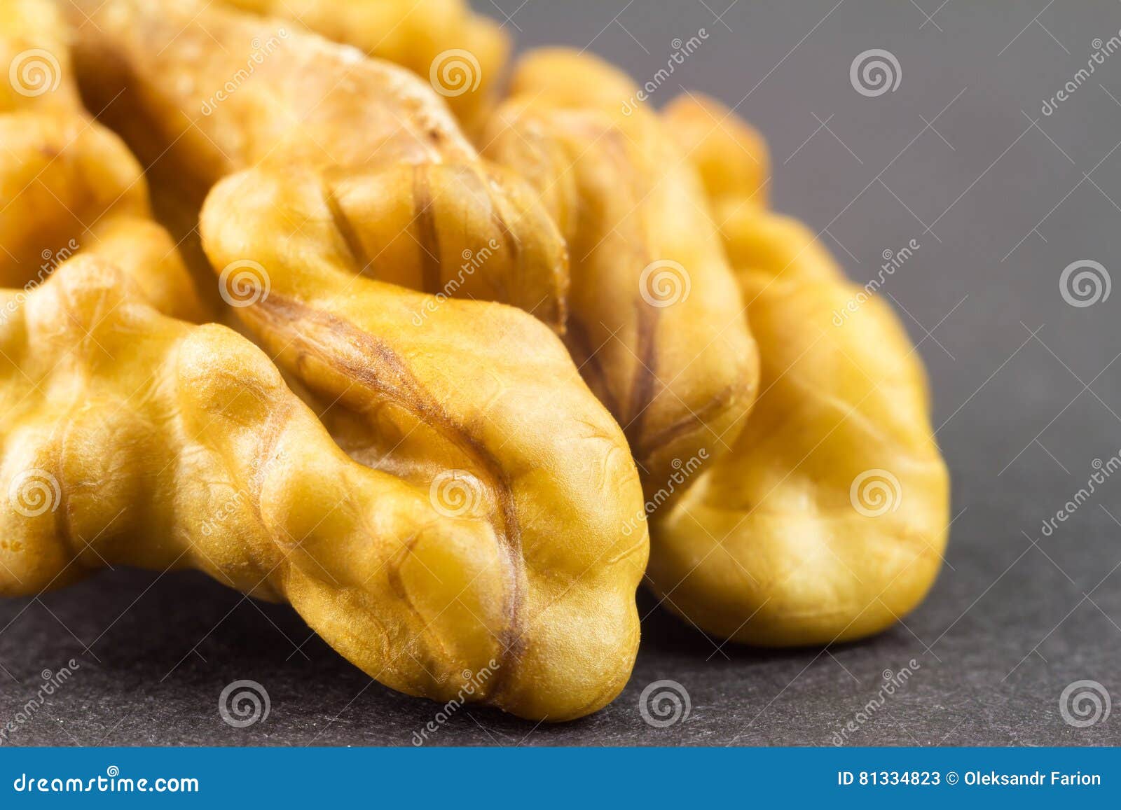 Kernel Walnut on Black Background Macro Image. Stock Image - Image of ...