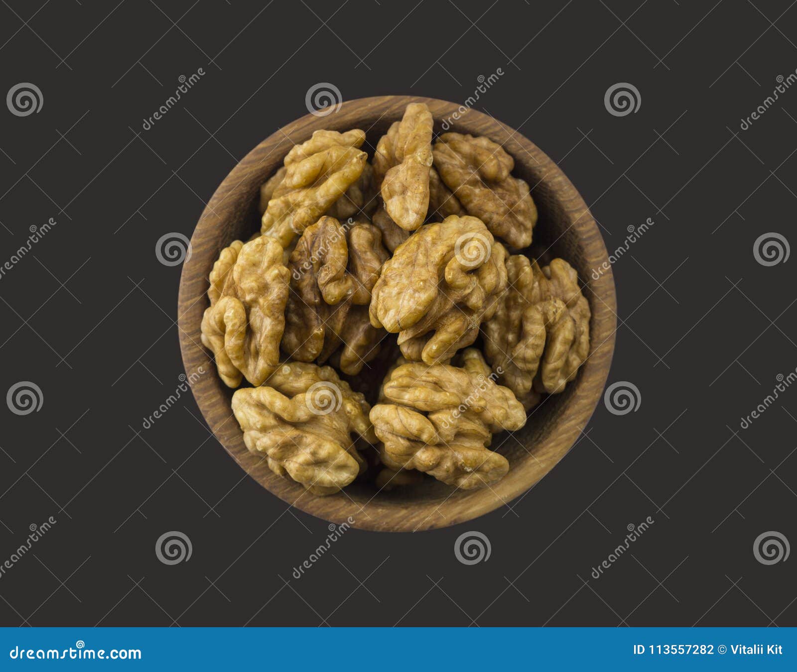 Kernels Walnuts Isolated on Black. Walnuts in a Bowl Isolated on Black ...