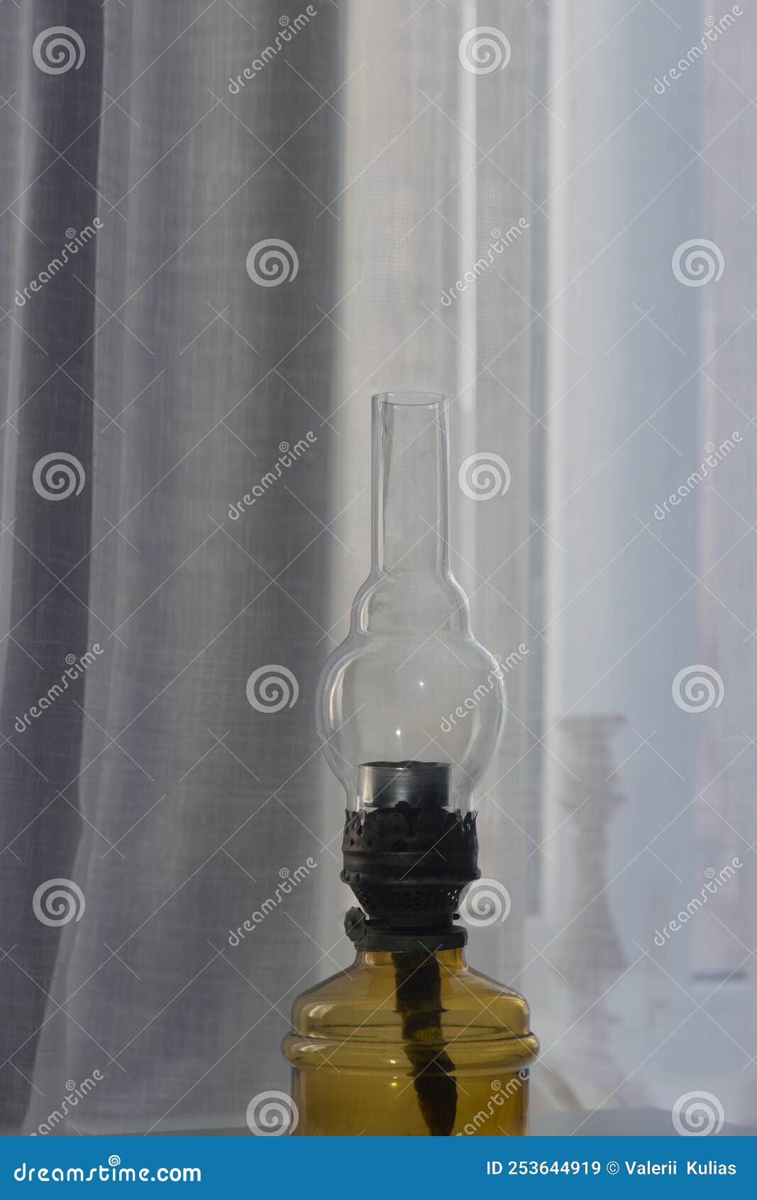 Kerosene Lamp on the Windowsill.Light in the Window. Stock Image ...