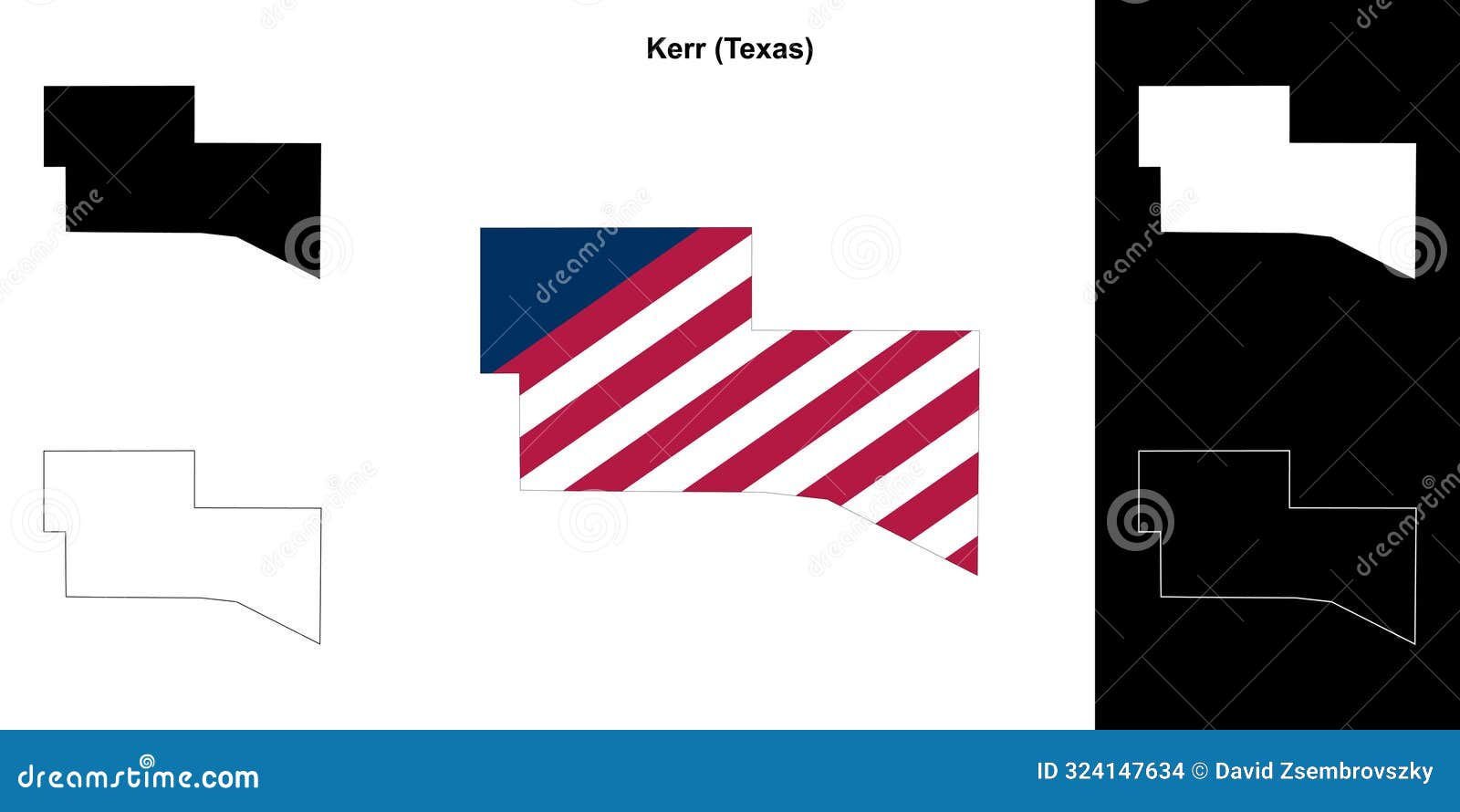 Map Of Kerr County In Texas State On White Background. Single County ...