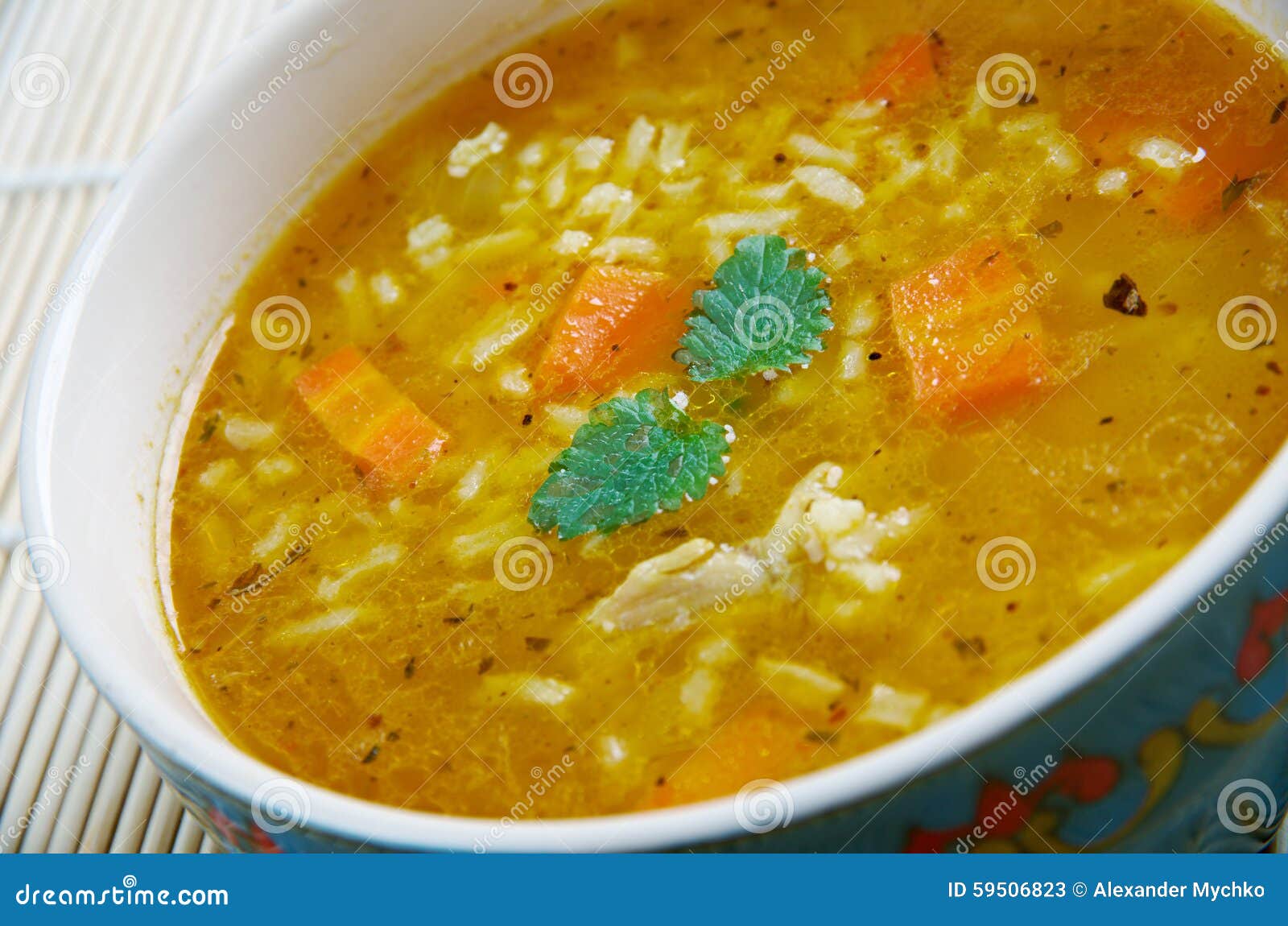 Kerriesoep stock afbeelding. Image of kerrie, één, rijst - 59506823