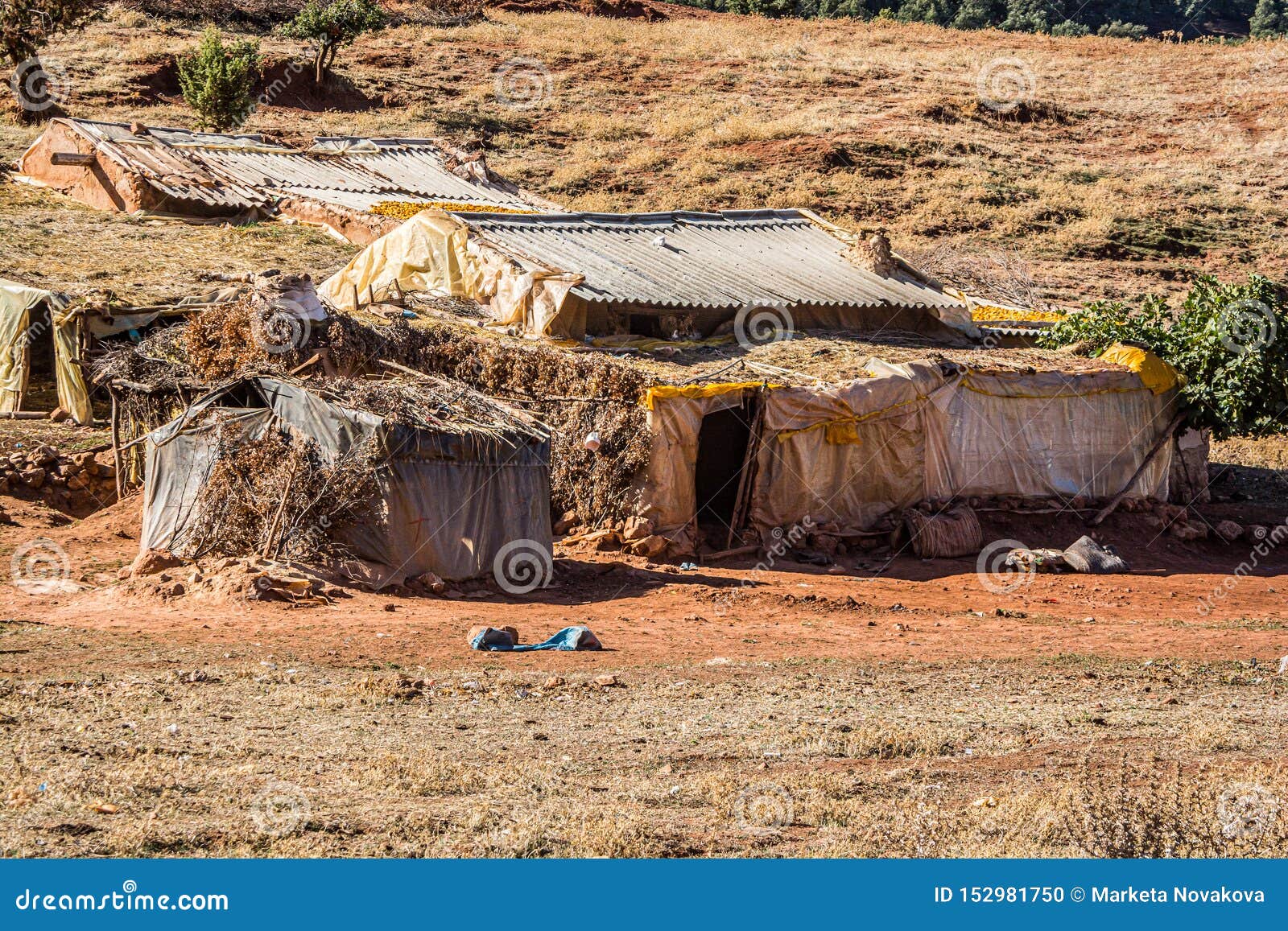 Kerrouchen, Morocco - October 15, 2013. Poor Farm Hous in Mountains ...